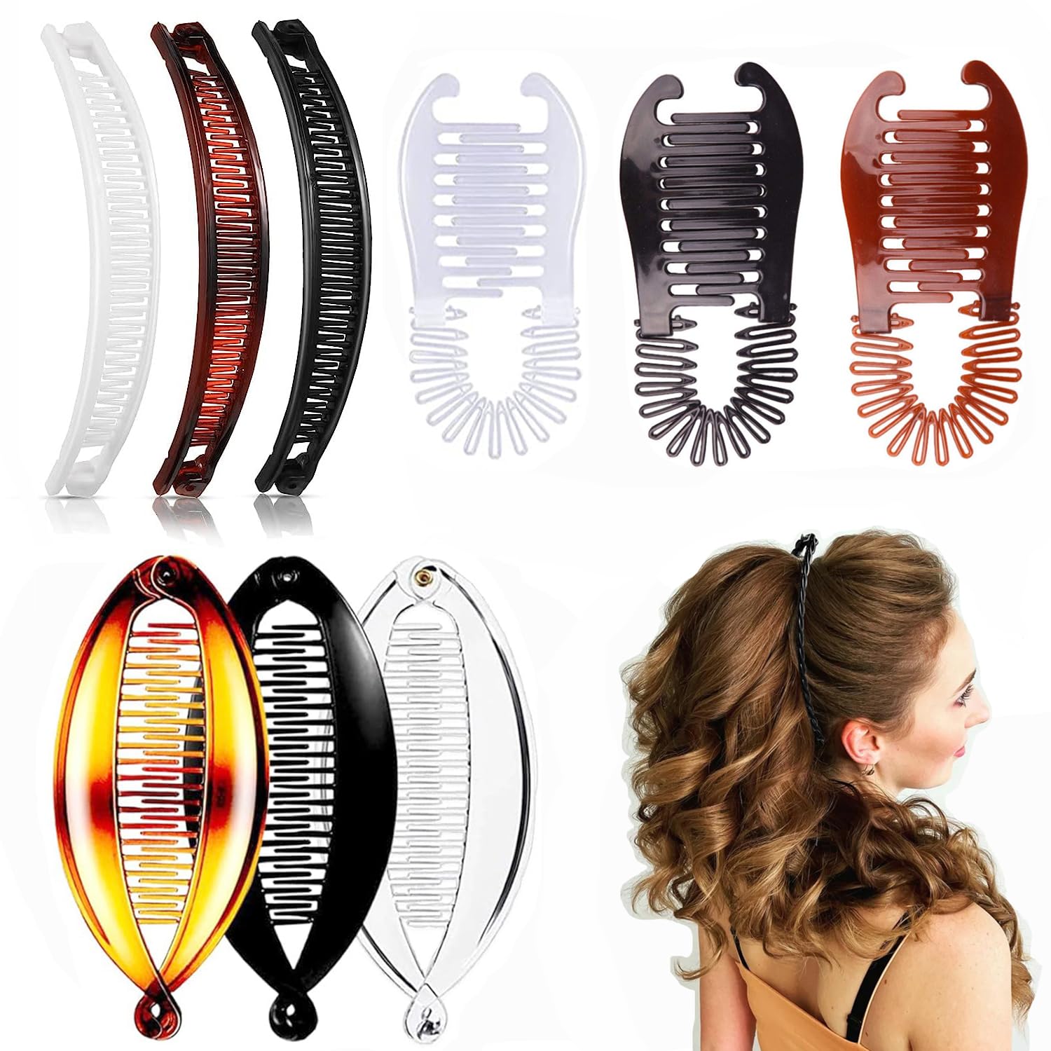 Amazon.com : 9PCS Banana Clips Hair, Banana Clip Clincher Combs for ...