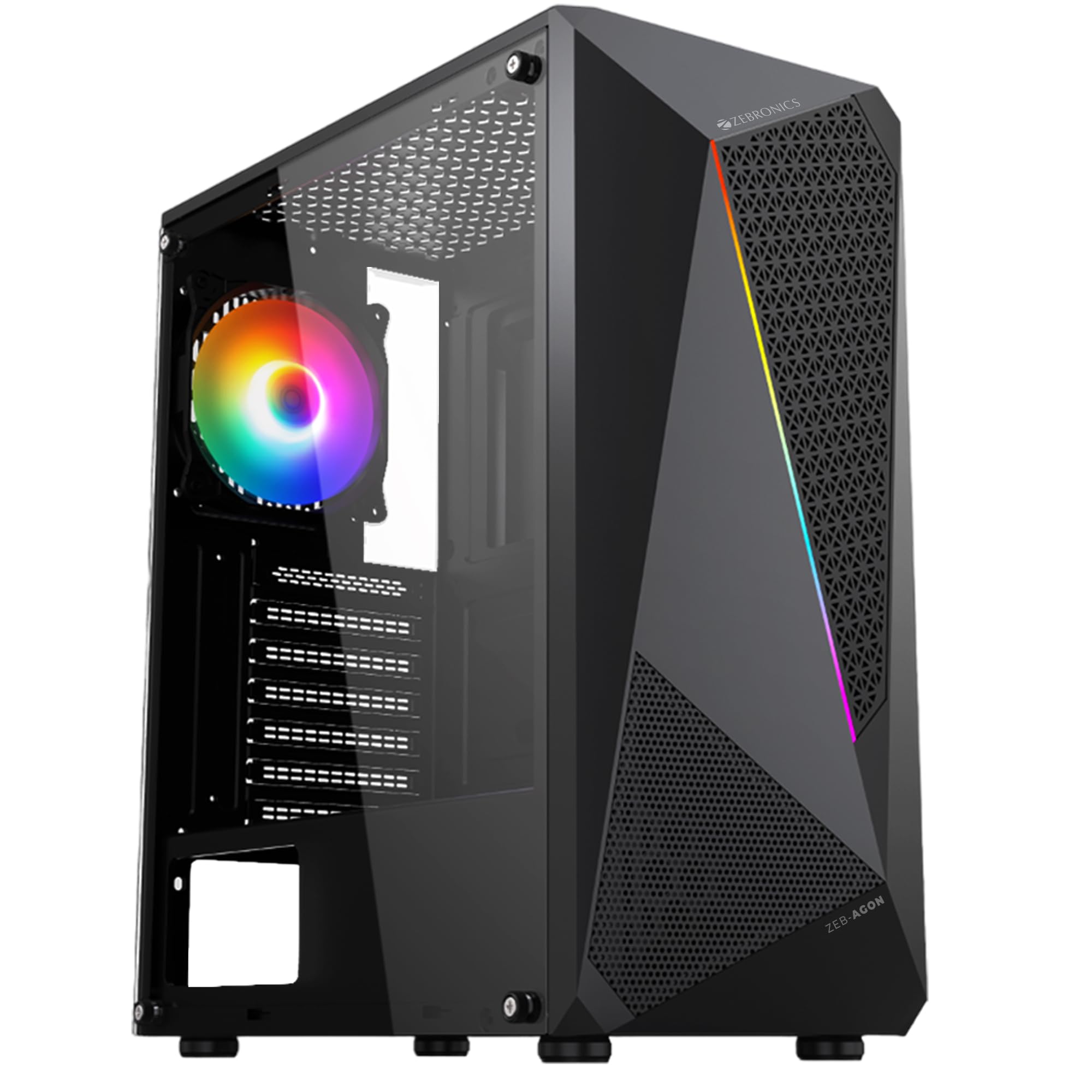 ZEBRONICS Agon Mid-Tower Premium Gaming Cabinet - Black, ATX/M-ATX/M ...