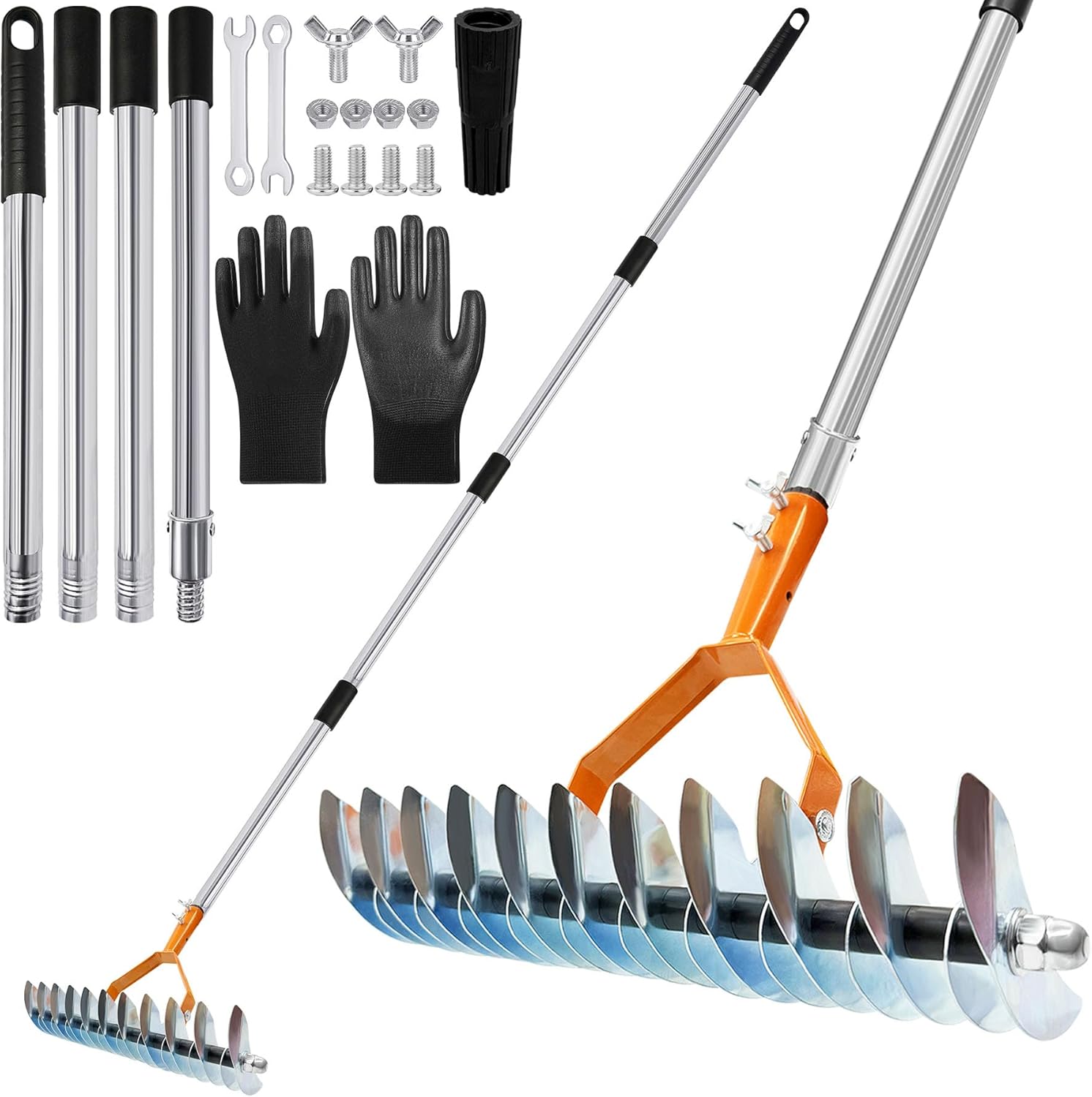 TZEKING Vertikutierer Rechen,170cm Schneidrechen mit Stiel,Abnehmbar ...