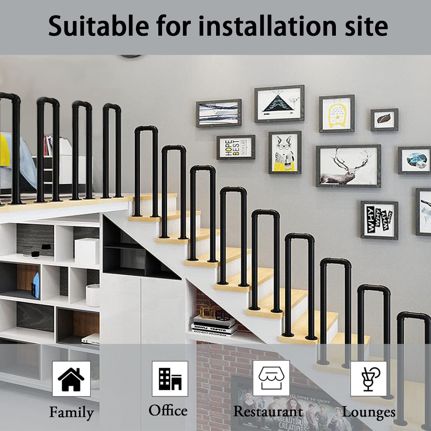 foriy U-Shaped Stair Handrail Industrial Iron Hand Rail U-Shaped ...