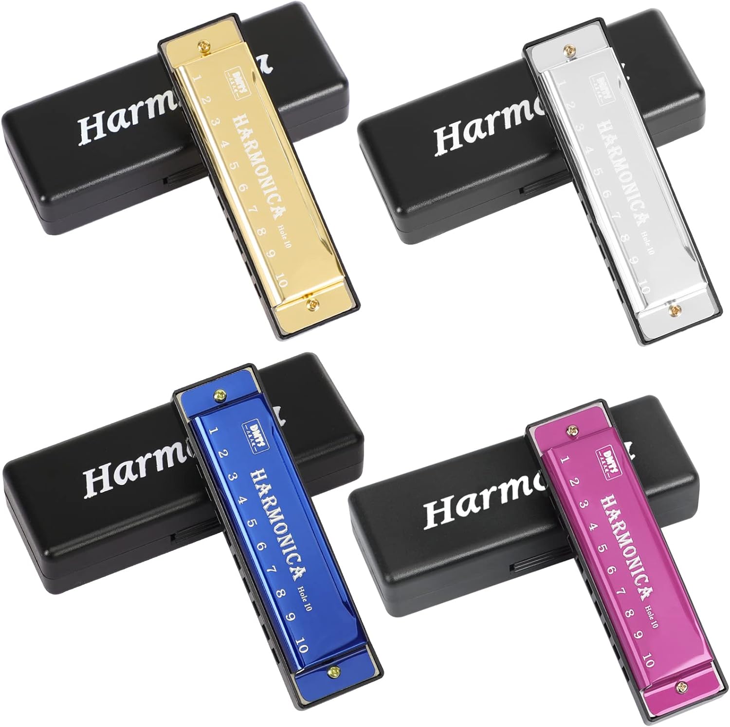 Amazon.com: UPINS Harmonica, 4PCS Key of C 10 Hole 10 Tones Titanium ...