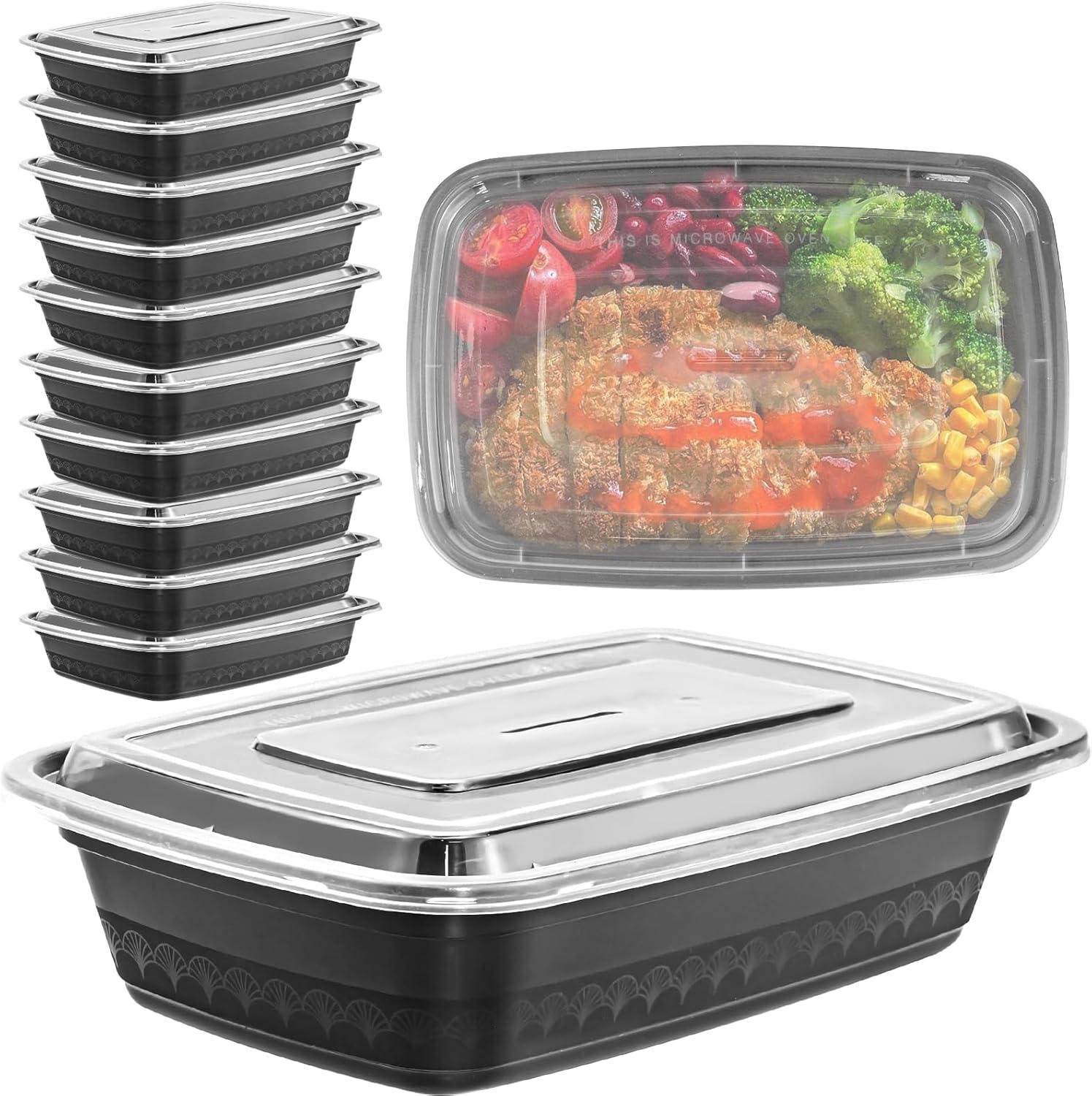 20pcs 33oz Meal Prep Containers Reusable 1 Compartment, Reusable Food ...