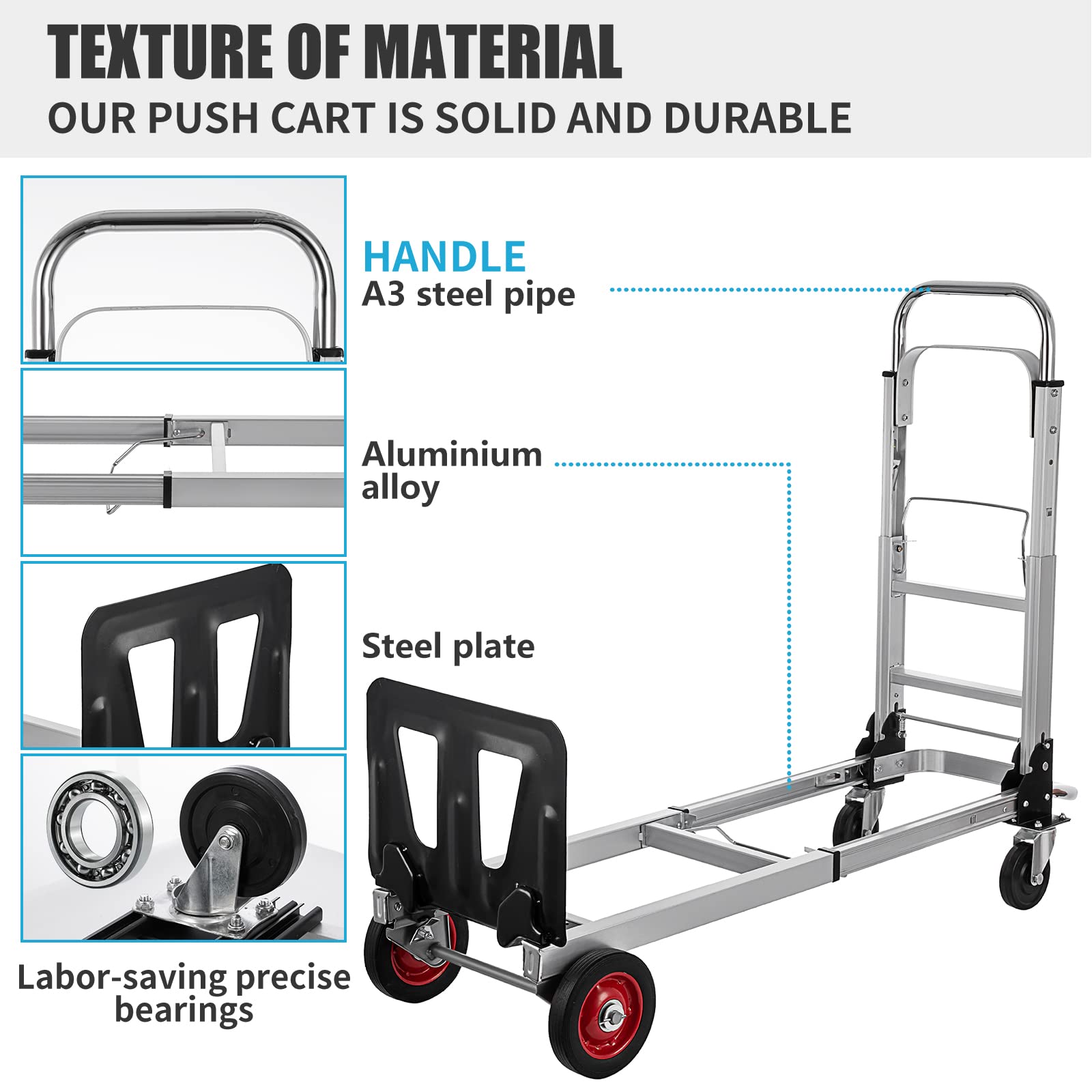 Buy 600 Lb. Capacity 2-in-1 Convertible Hand Truck Foldable Flatbed ...