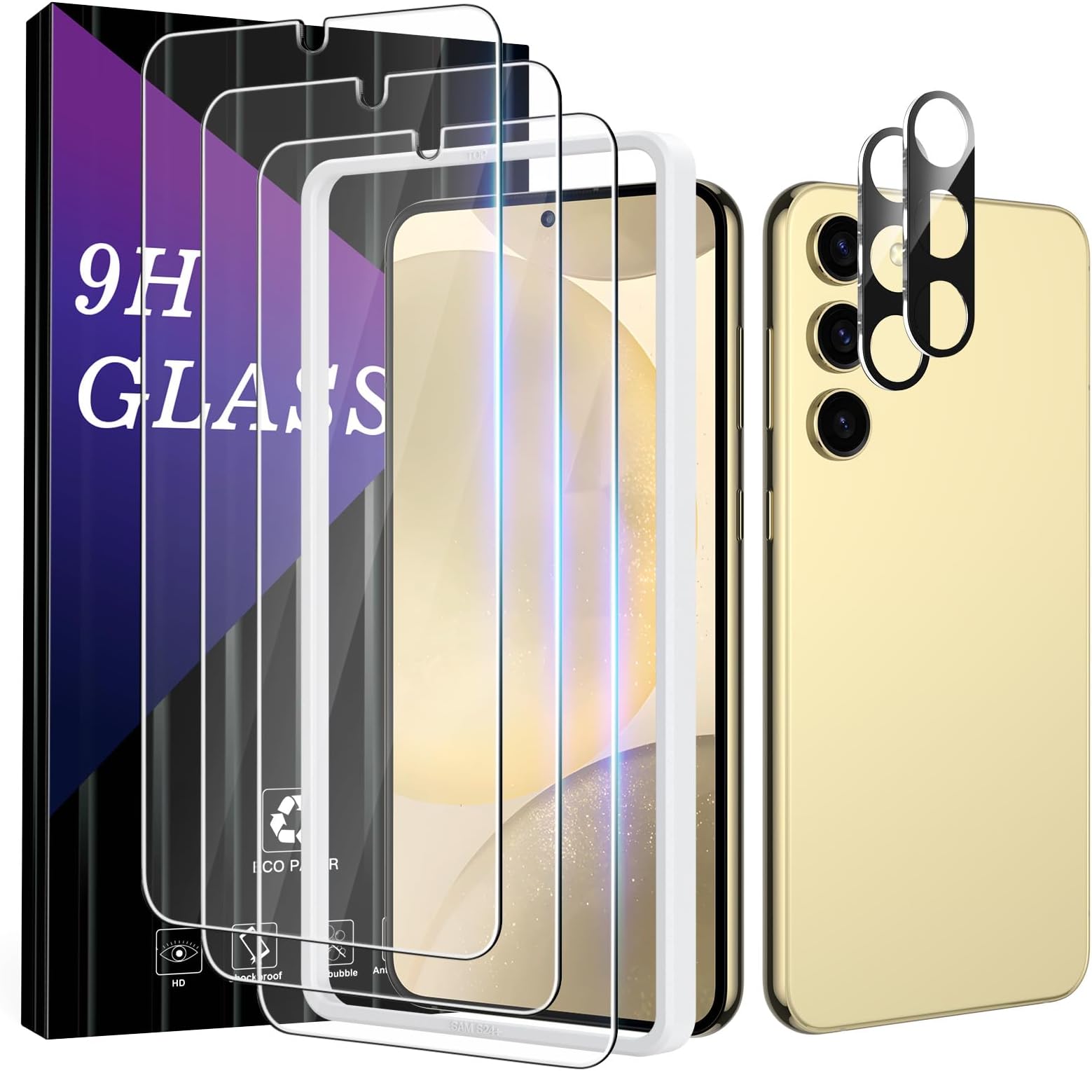 Mowei 3+2 Stück Displayschutz für Samsung Galaxy S24 Plus mit Einfaches ...