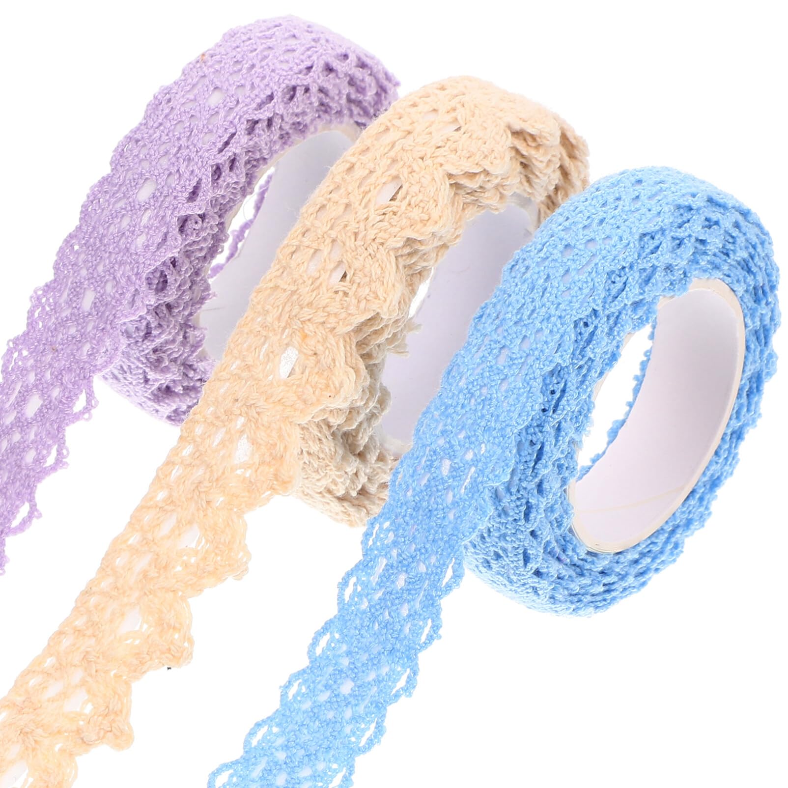 Operitacx 3 Rolls Fabric Lace Tape Washi Tape Cloth Lace Tapes Lace ...