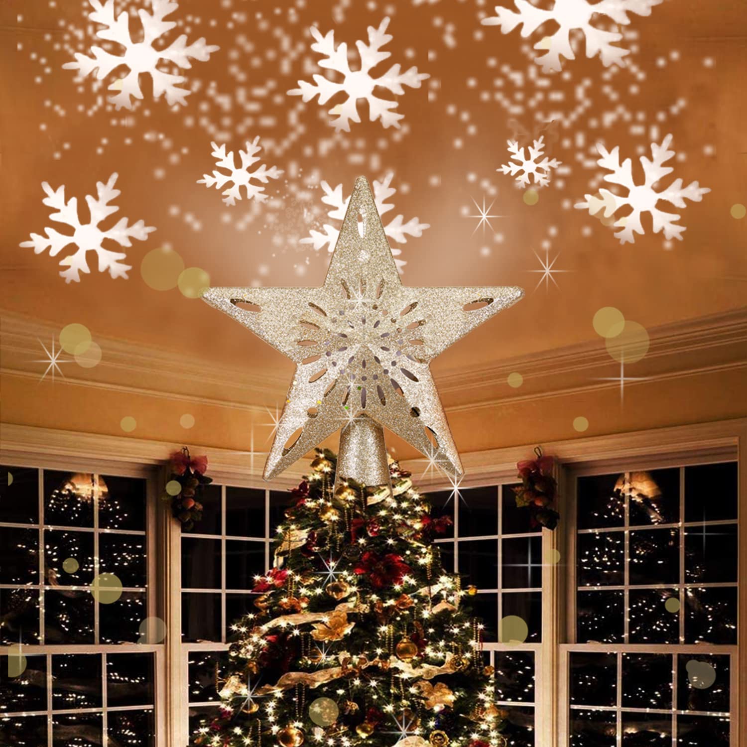 Rotating Projector Topper 3D Rotating Christmas Tree Topper Projector ...