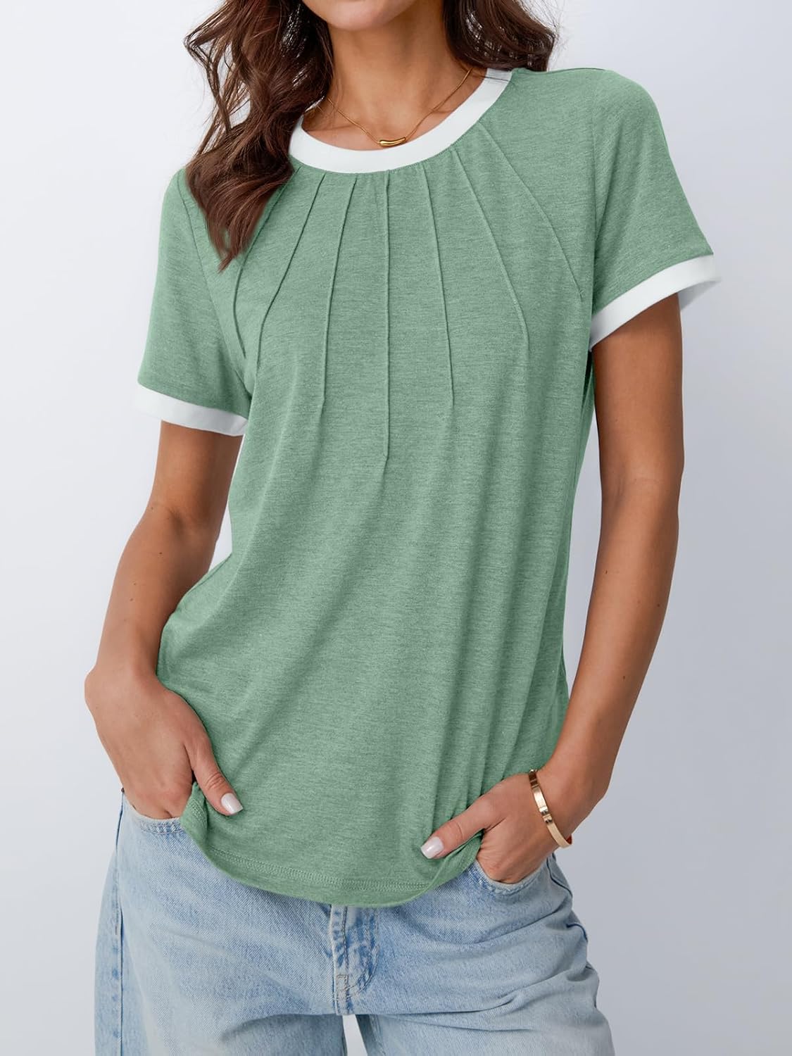 AUTOMET Womens Shirts Short Sleeve Tops Business Casual Tee Spring ...