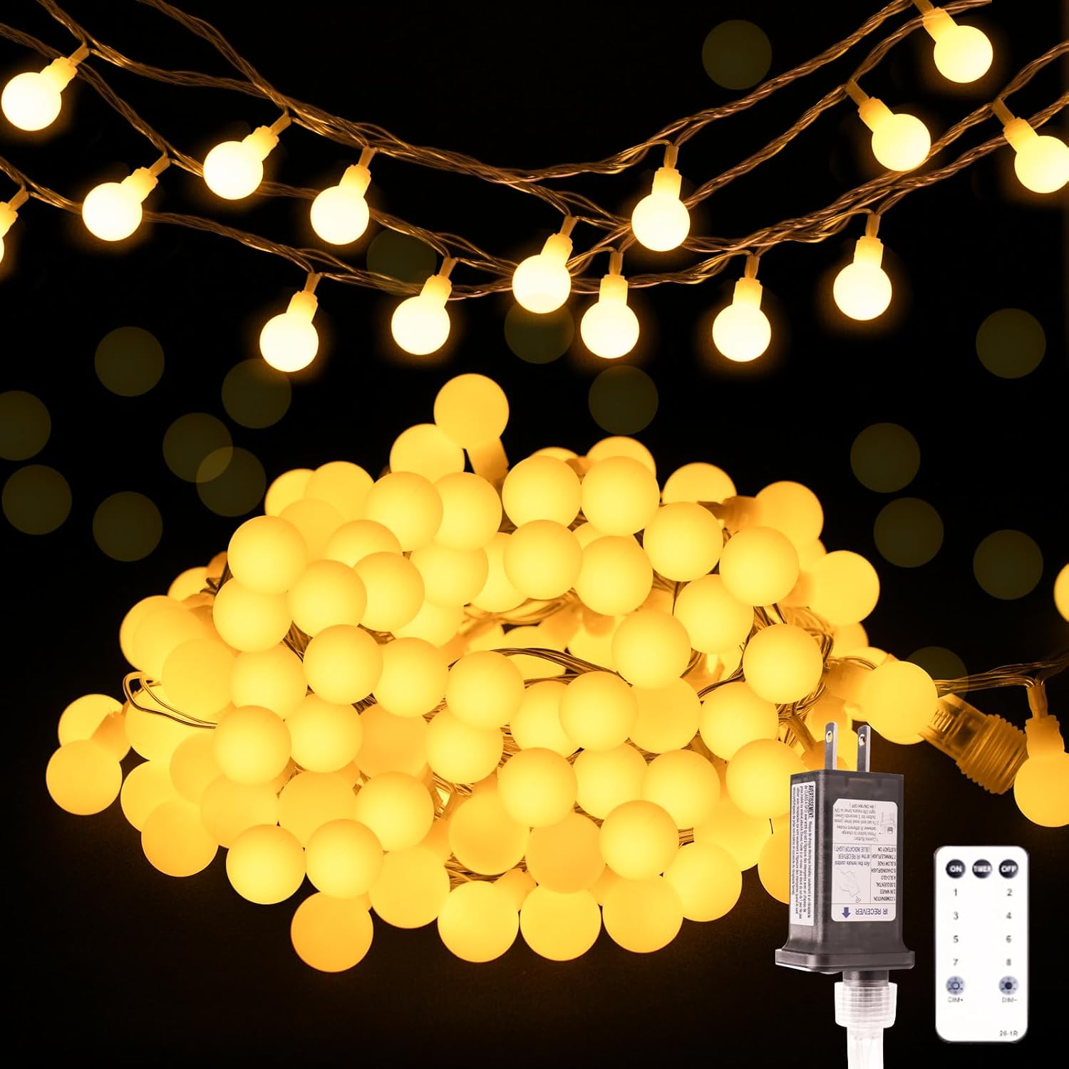 Lomentgo 100 LED Connectable Globe String Lights Indoor Bedroom, 33ft ...