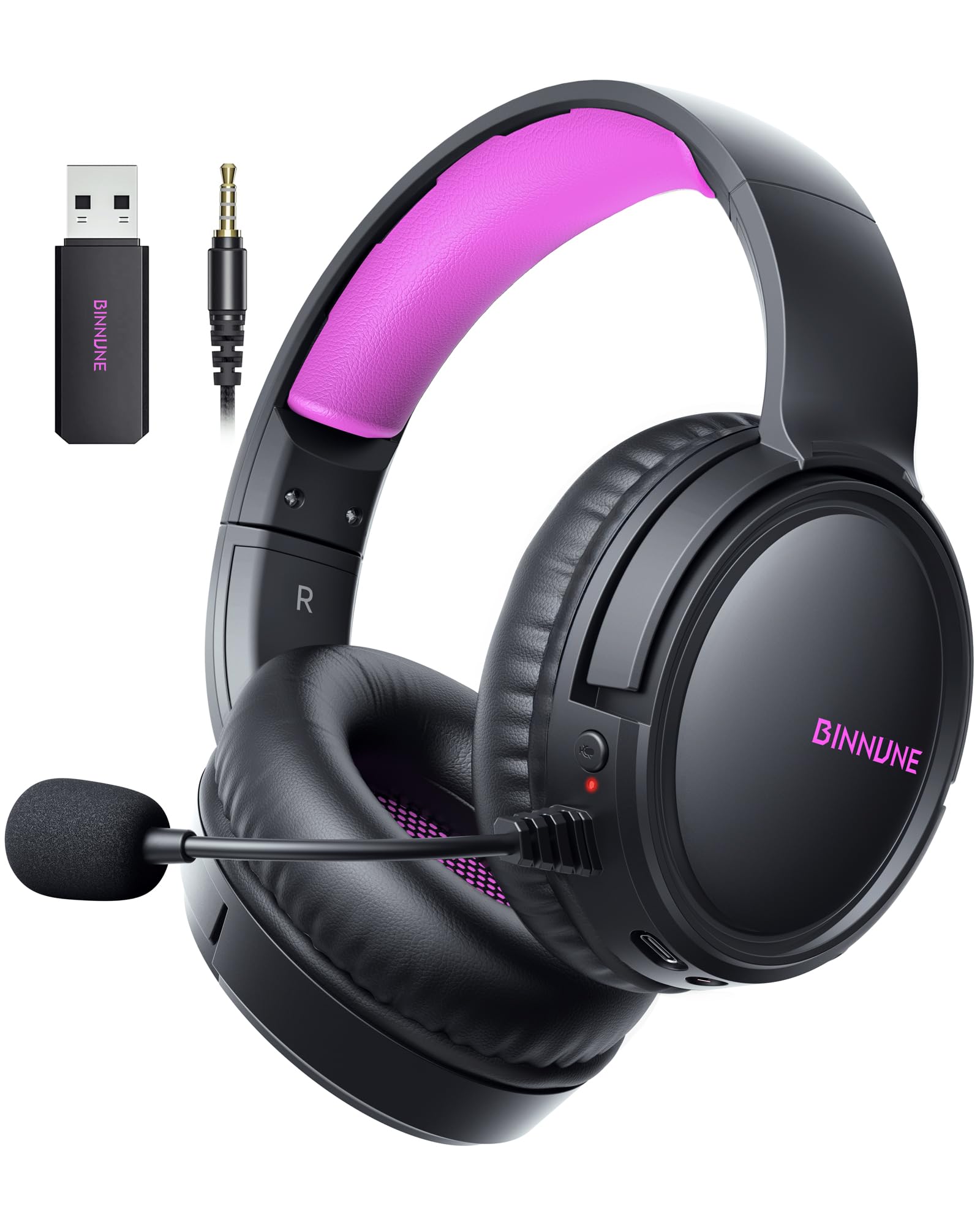 Snapklik.com : BINNUNE Wireless Gaming Headset 2.4GHz Low-Latency USB ...