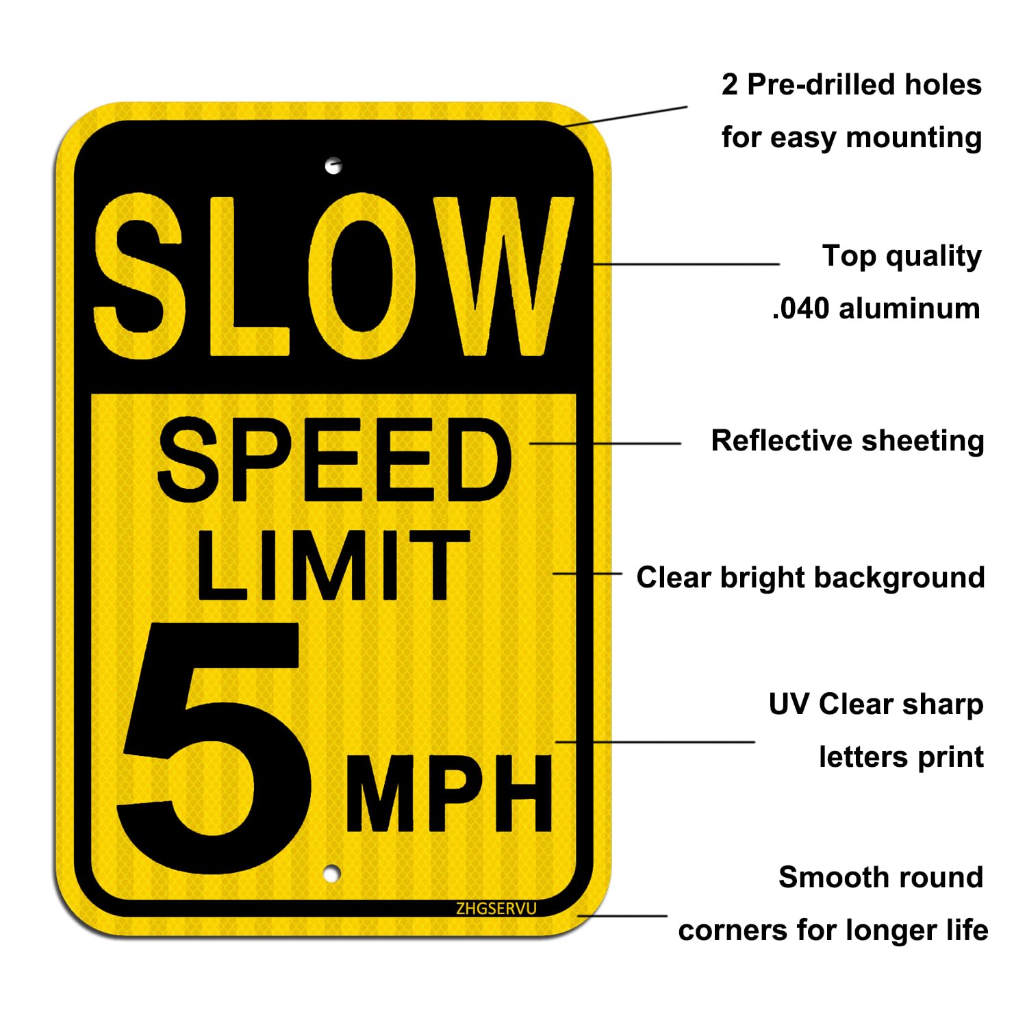 Snapklik.com : ZHGSERVU Slow Down Speed Limit 5MPH Sign 3M High ...