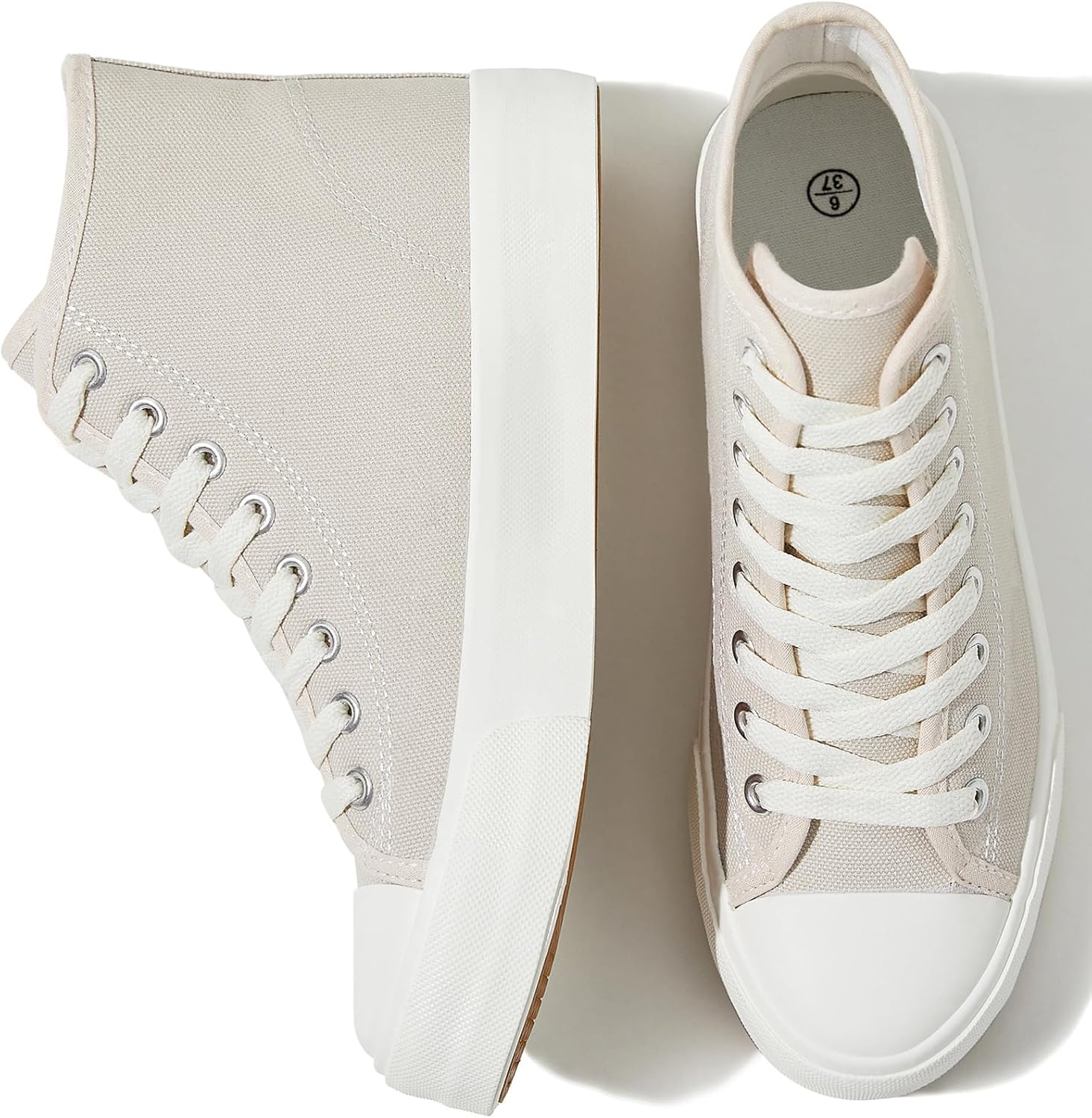 Amazon.com | Uoidru High Top Sneakers for Women Canvas Shoes White ...