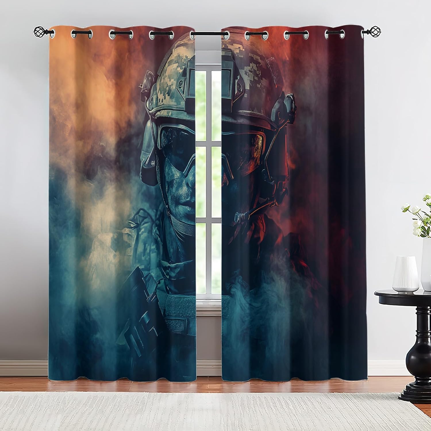 Amazon.com: XAFIAUR Camouflage Soldier Curtains,Tactical Helmet ...