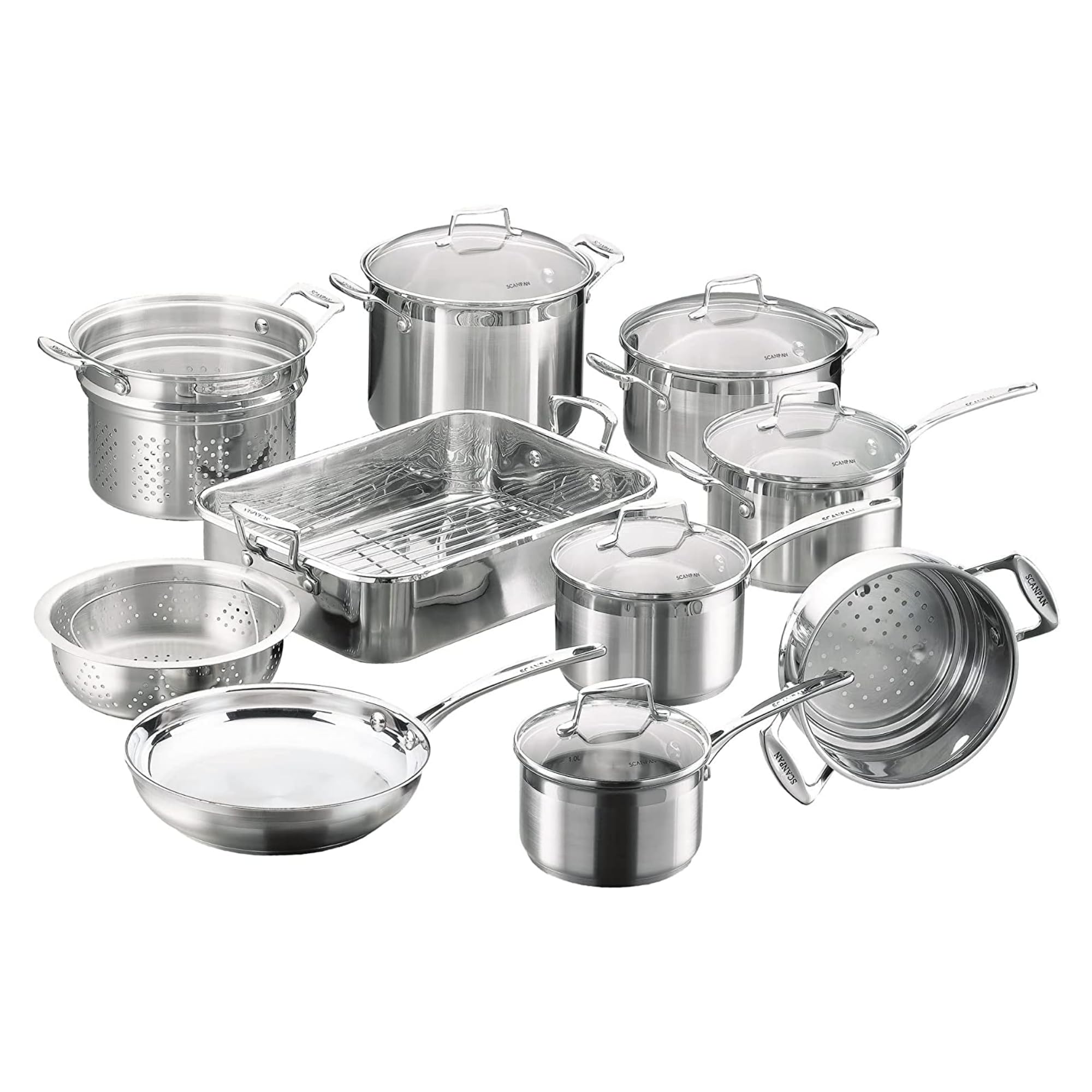 Scanpan 22040 Impact 10pc Cookware Set Stainless Steel: Frying Pans ...