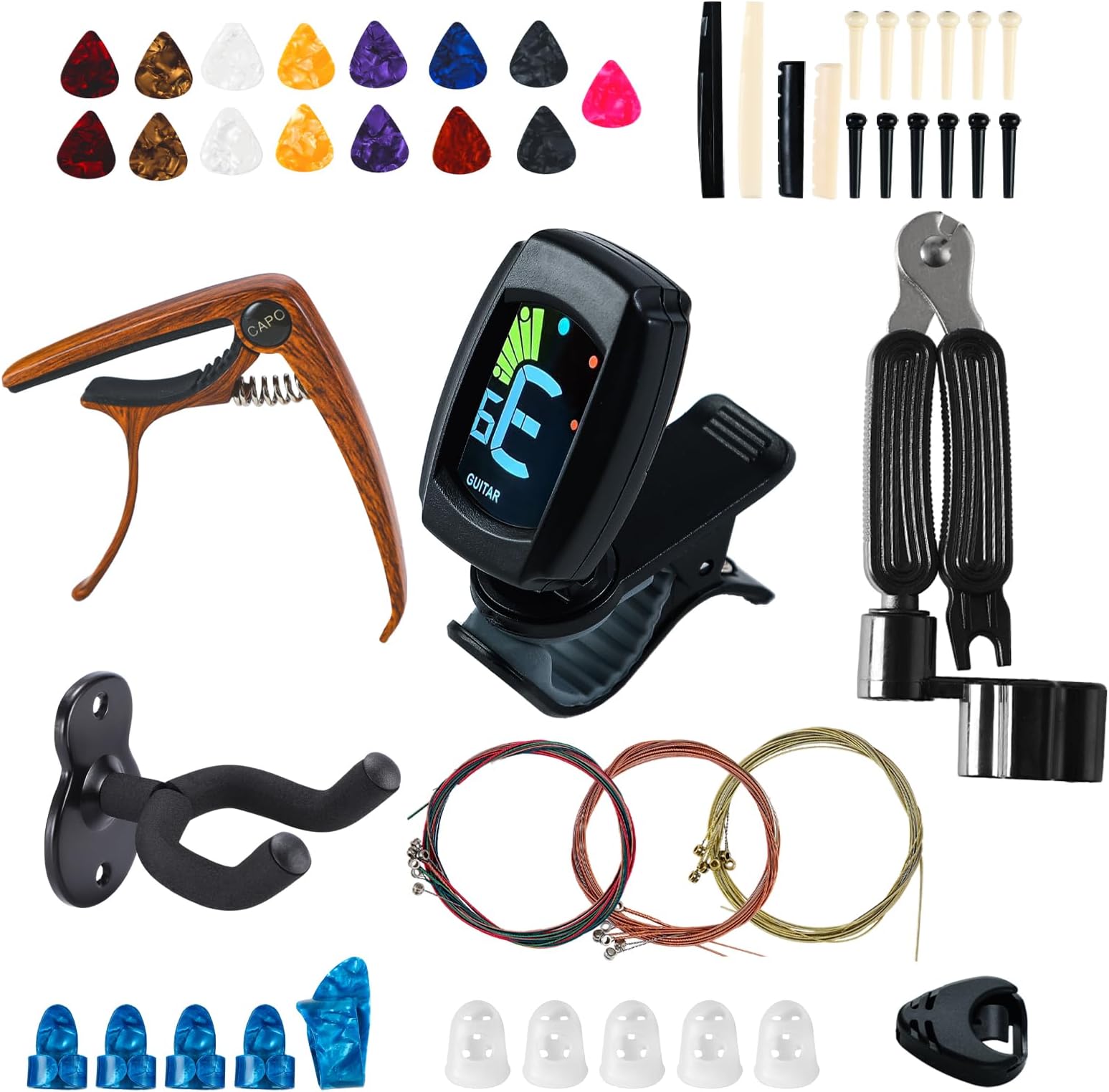 Donux Acoustic Guitar Accessories Kit 68PCS - Strings, Capo, Picks ...