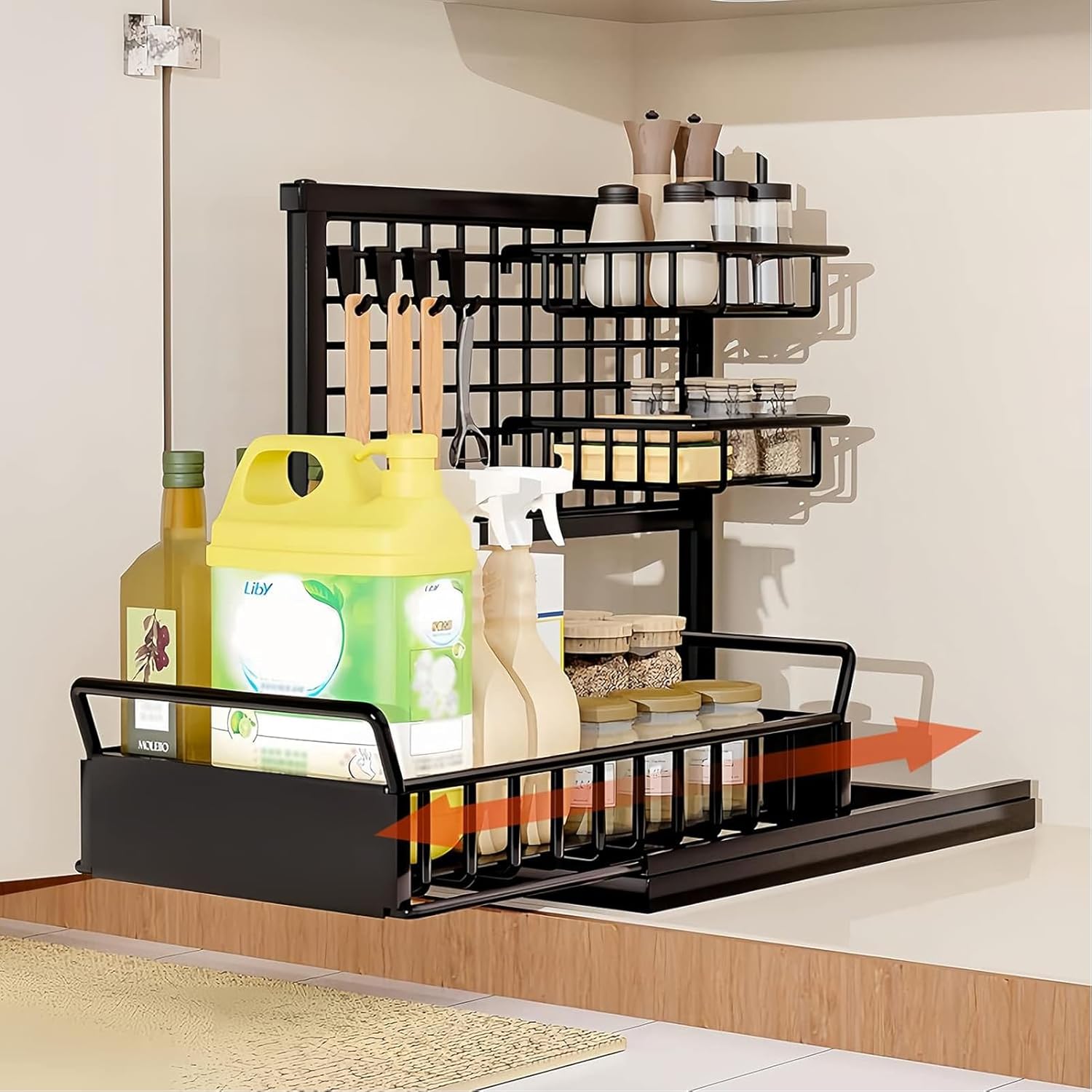 Amazon.com - AFRAND under Sink Organizer, Pull out Cabinet Organizer 3 Tier Slide out Sink Shelf ...