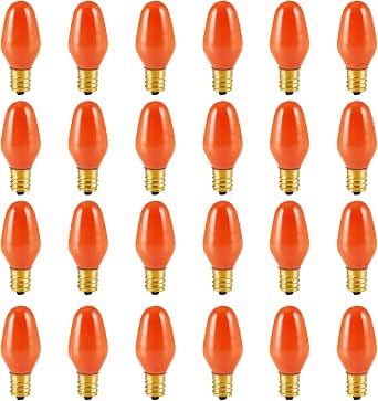 LinMiFo 24 Pack C7 Orange Light Bulbs, 7 Watt Night Light Bulbs Colored ...