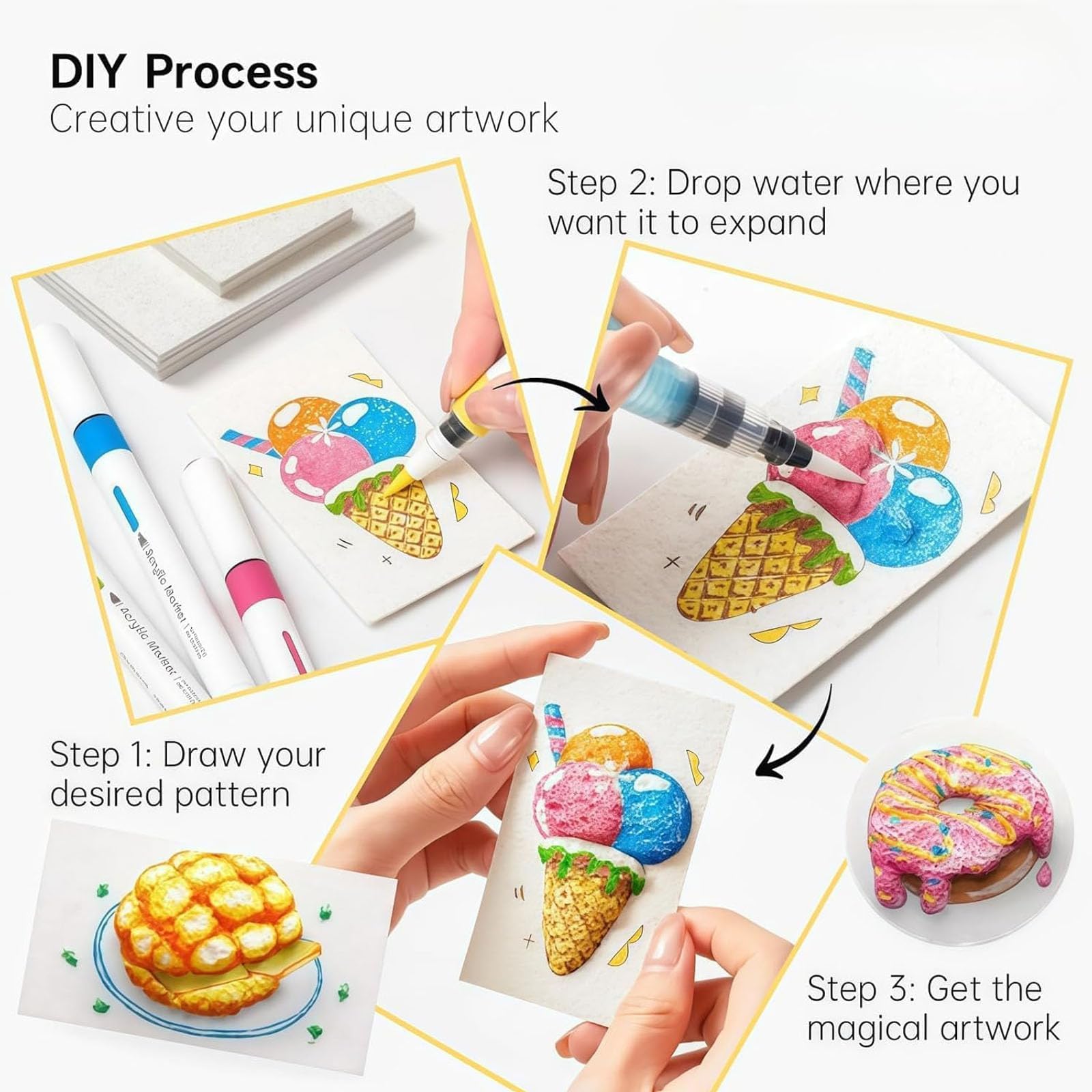 Magic Puffy Paint Kids Art Kit , Magic Foam Texture Painting, 3D ...