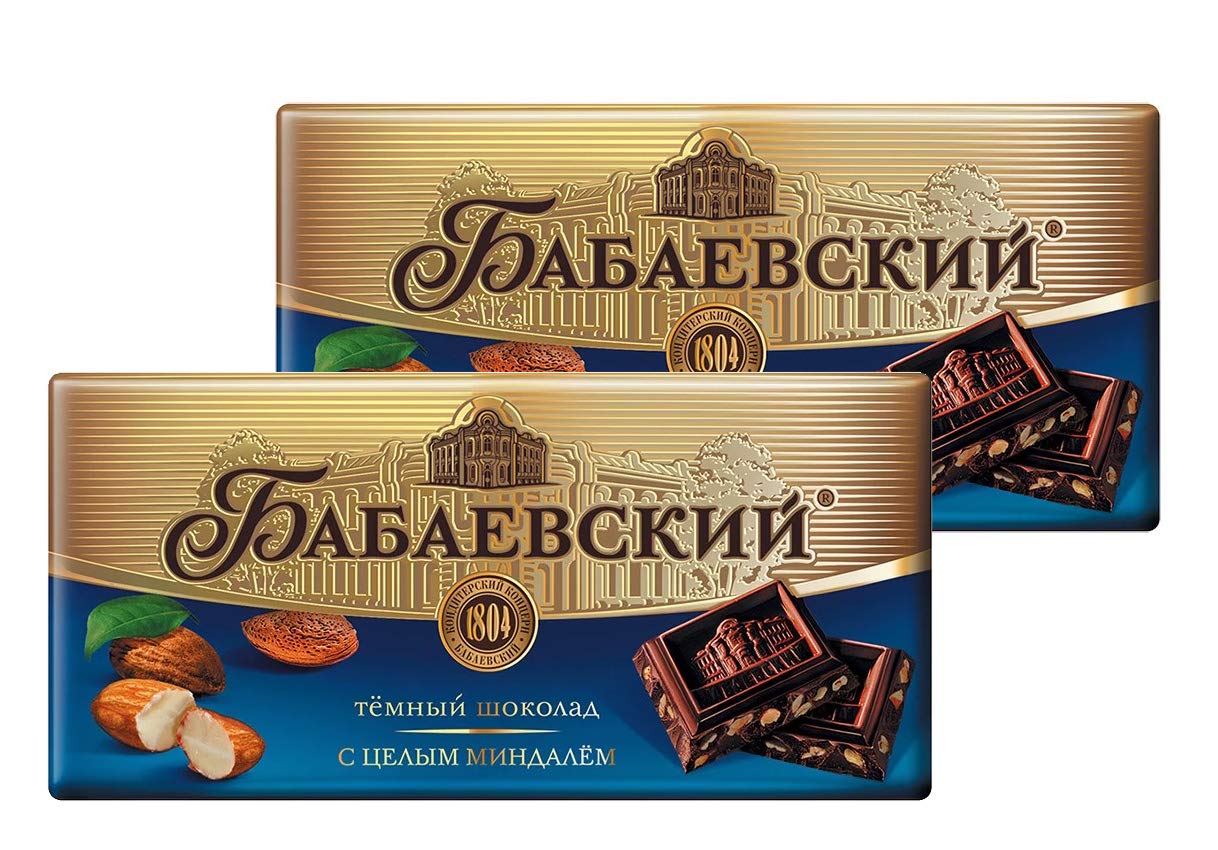 Amazon.com : Dark Chocolate with Whole Almonds "Babaevsky" (pack of 4 ...