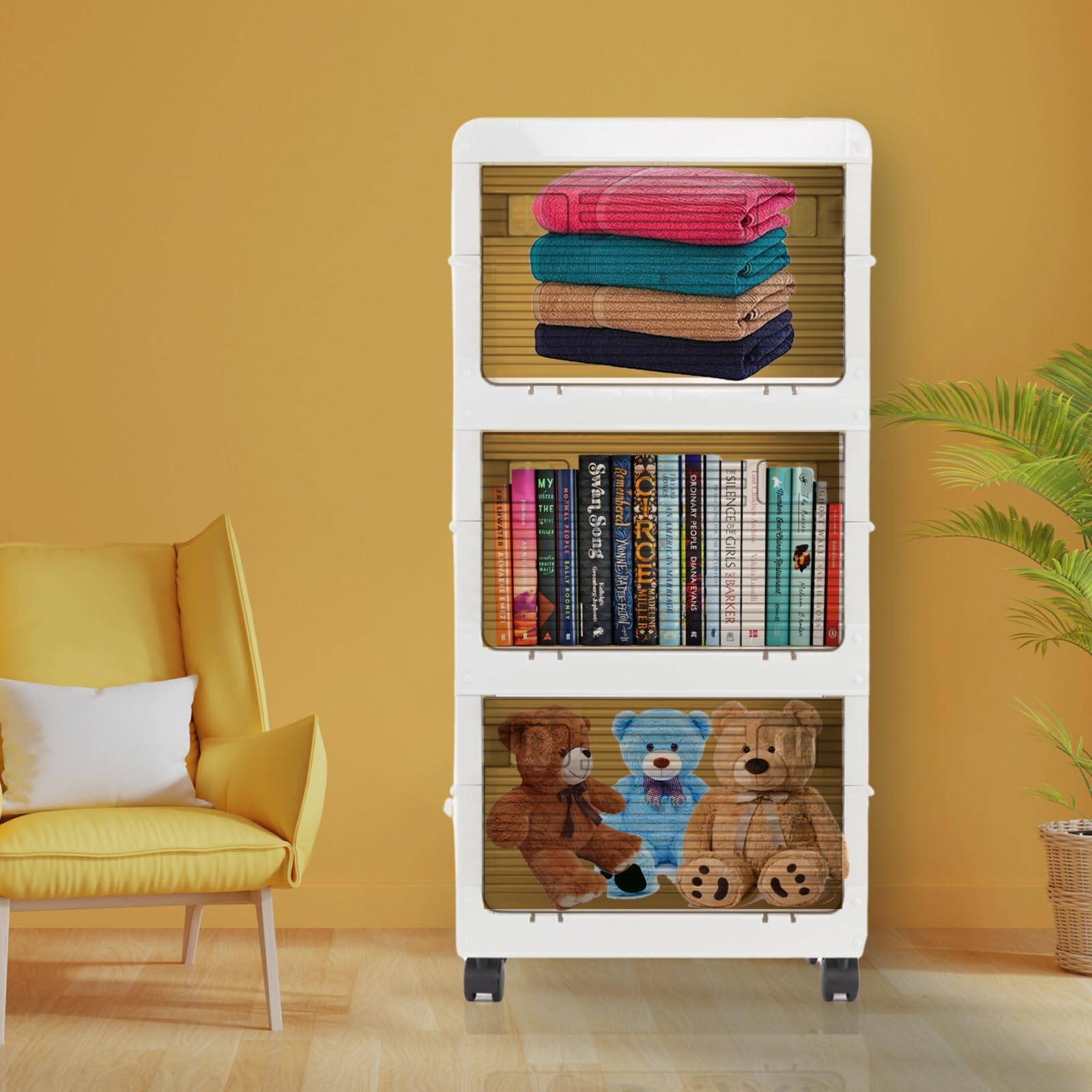 PRIME PICK Storage Containers with Lids and Magnetic Doors, Stackable 3 ...