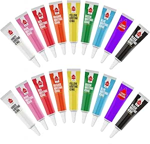 Cake Décor 19g Writing Icing Tubes | Multi-Coloured Pack of 18 | 100% ...
