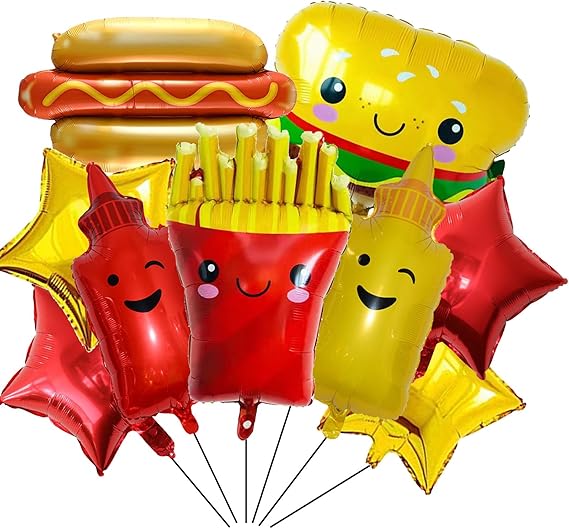 Amazon.com: 9 Pieces Food Themed Balloons Hamburger Hot Dog Ketchup ...