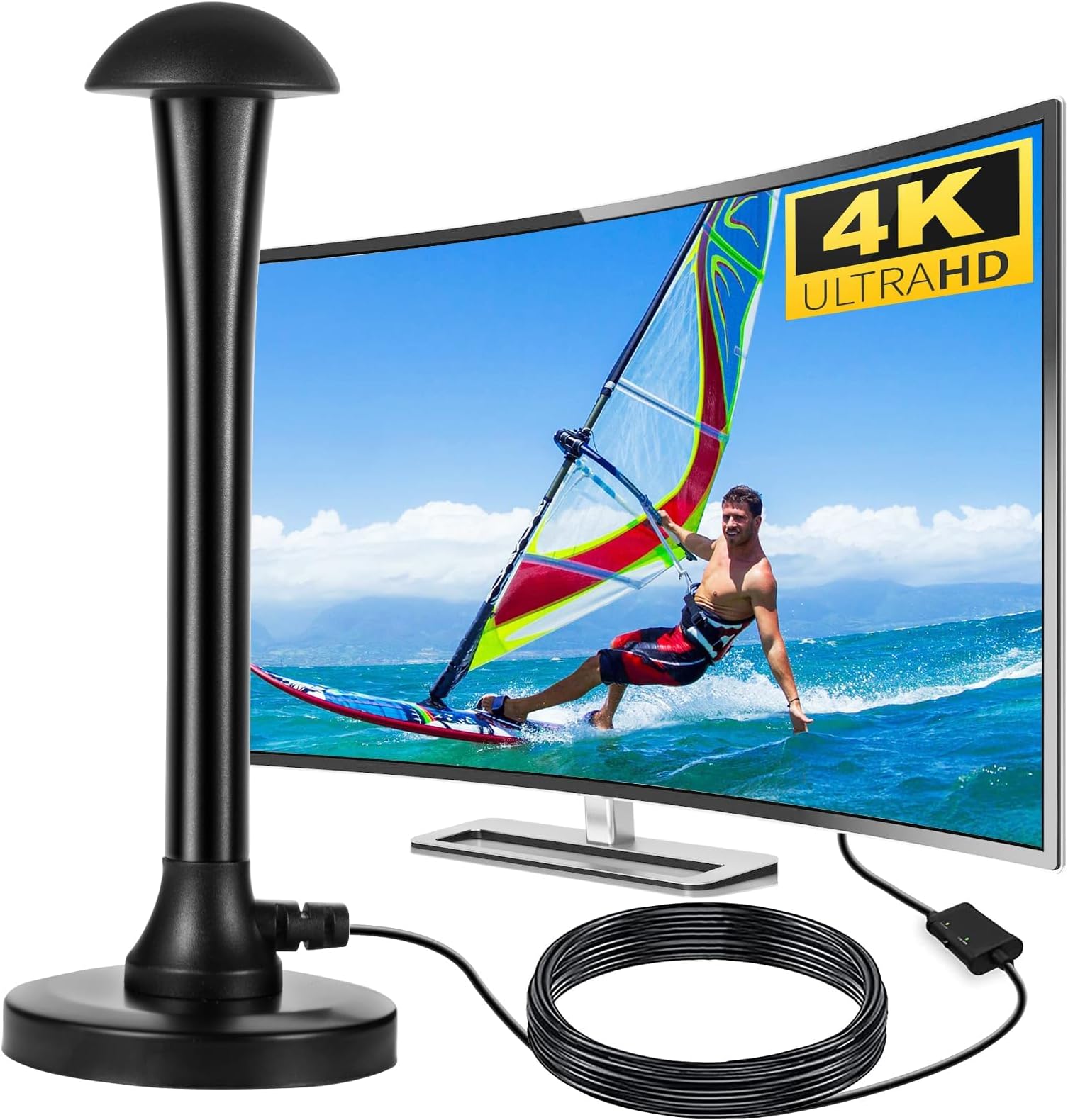TV Aerial Indoor-Amplified Smart Digital 4K 1080p Aerial 250+ Miles ...