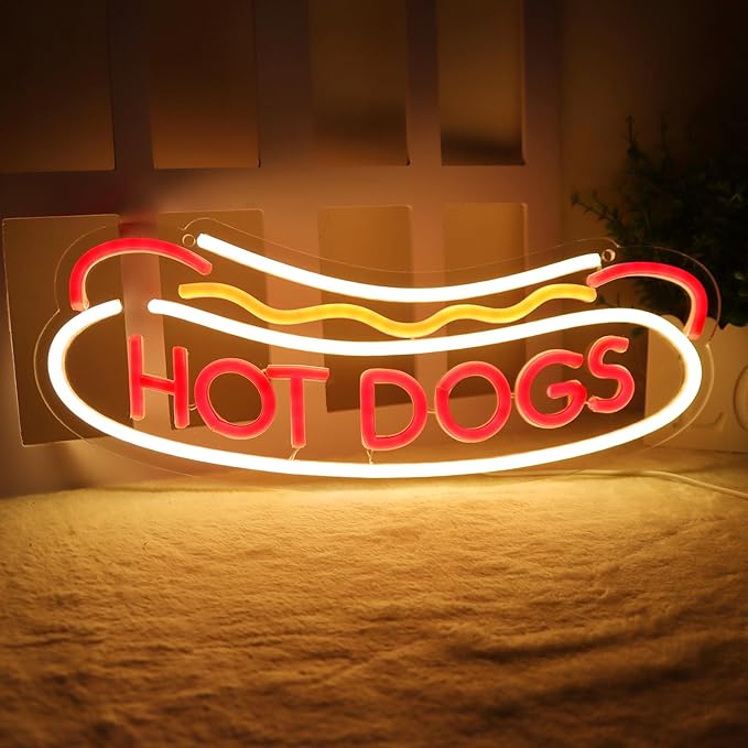 Amazon.com: Balanar HOT DOGS Neon Signs for Wall Decor Neon Lights for ...