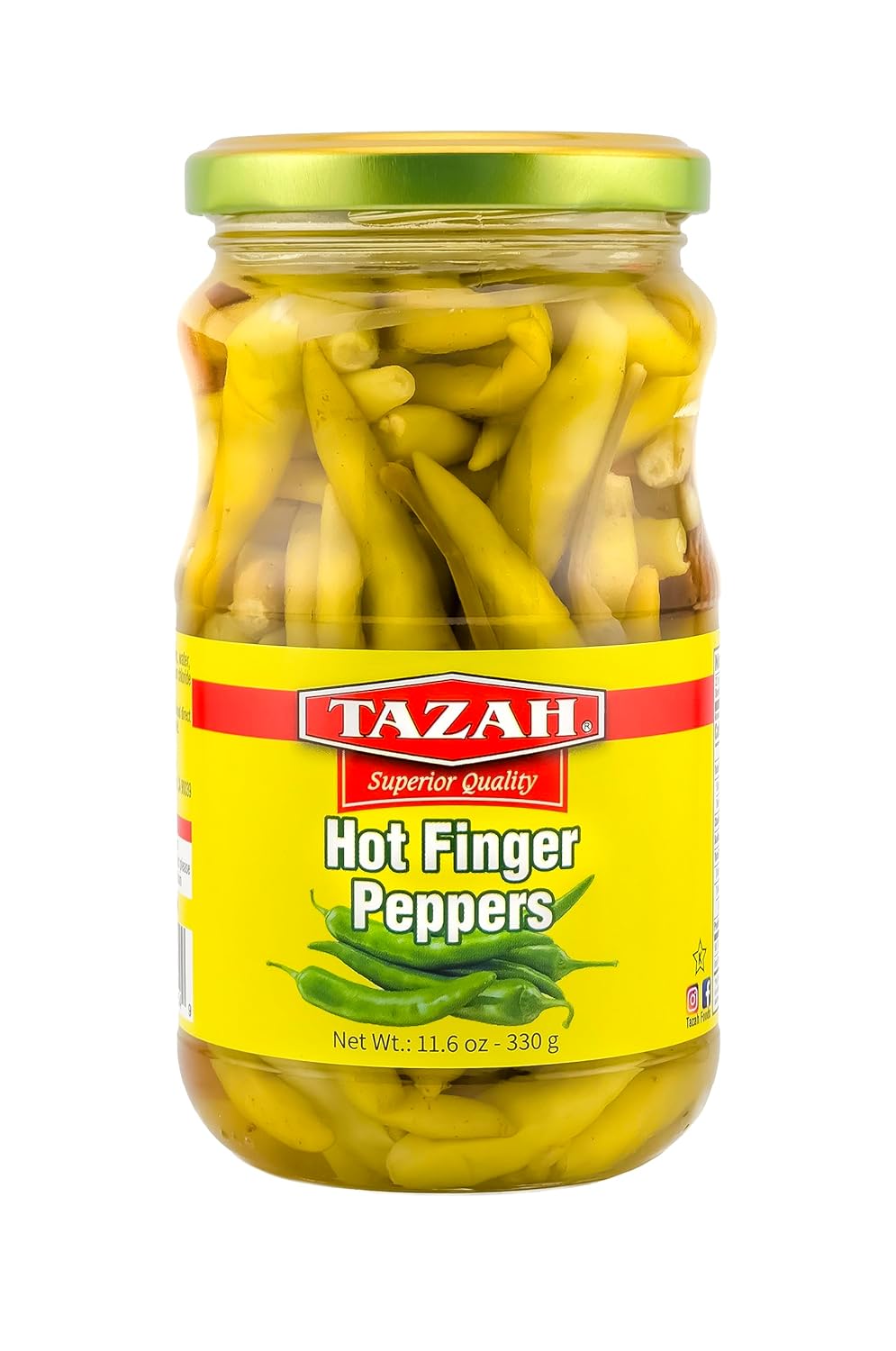 Amazon.com : Tazah Hot Finger Peppers Pickled Chili Peppers 11.6 OZ ...