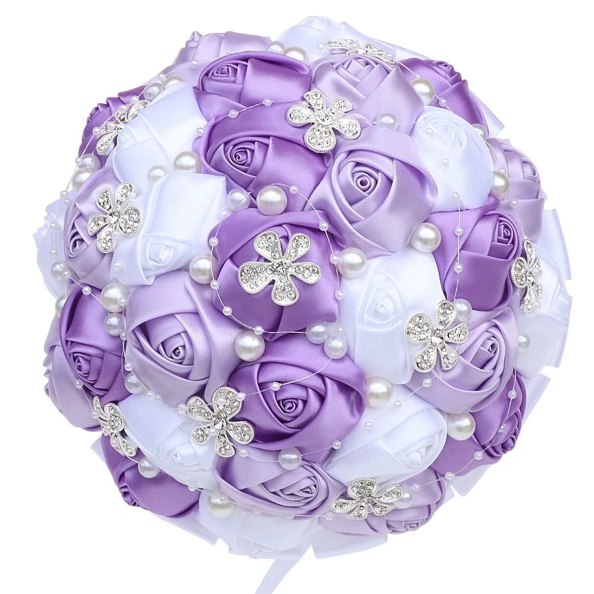 White Roses Bouquet With Purple