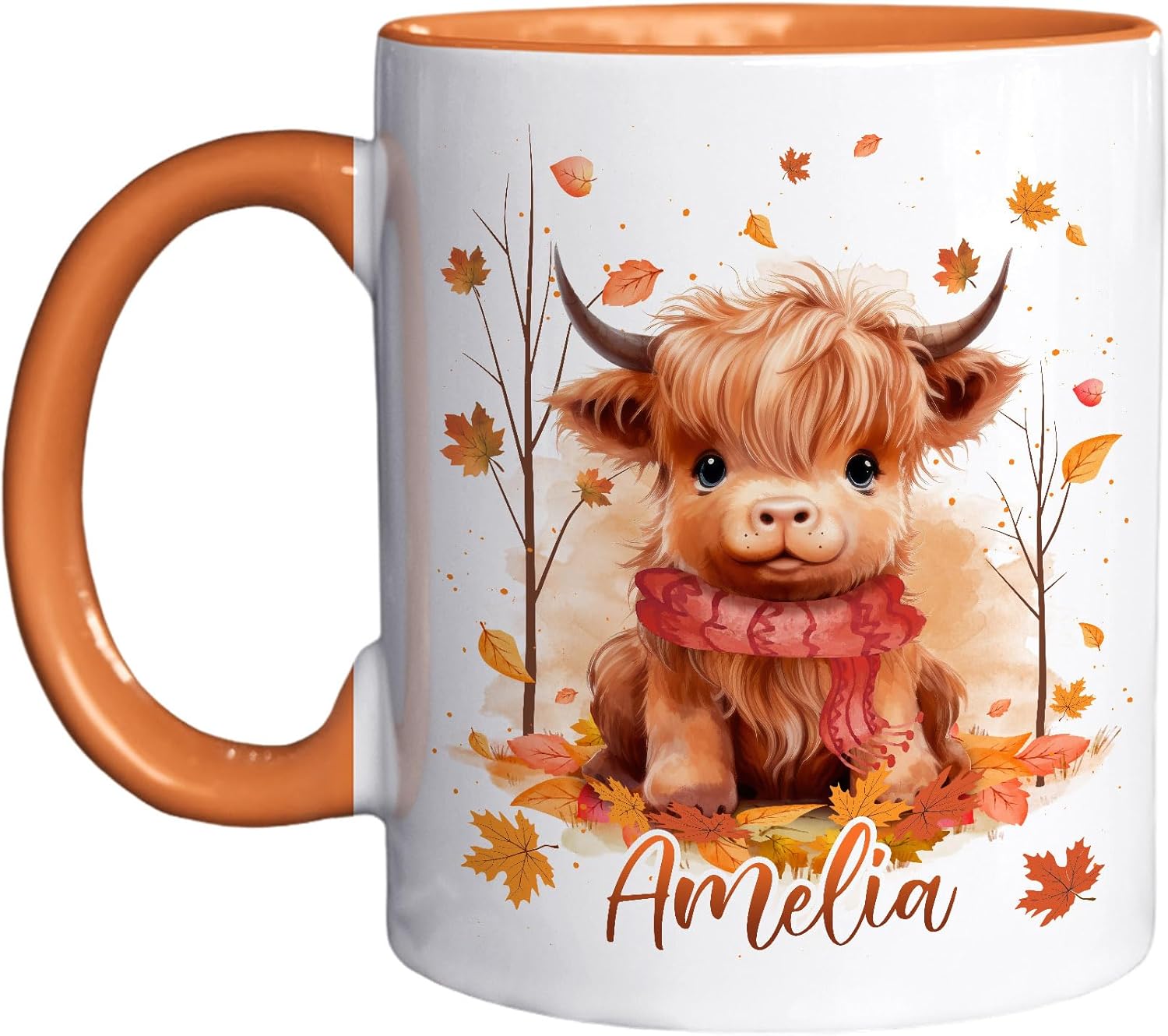 Amazon.com: FLOCHIL Personalized Highland Cow Coffee Mug, Custom ...