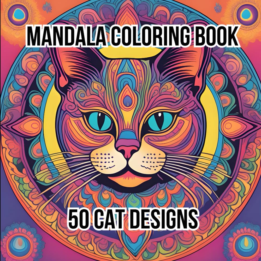 Amazon.com: Cat Mandala Coloring Book for Adults: 50 Unique Cat ...