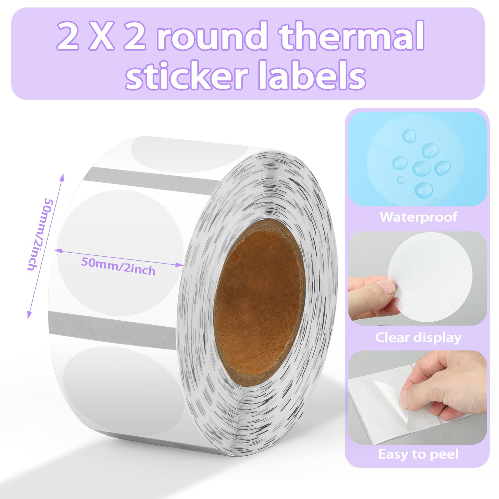 Snapklik.com : P130 M221 PM-246S 500 Clear 2 Circle Thermal Stickers