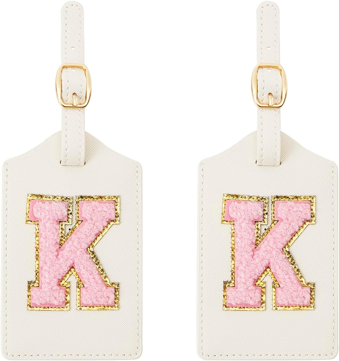 Amazon.com: CHOIEO 2 Pcs Initial Luggage Tags PU Leather, Monogrammed Luggage Tags, Embroidered ...