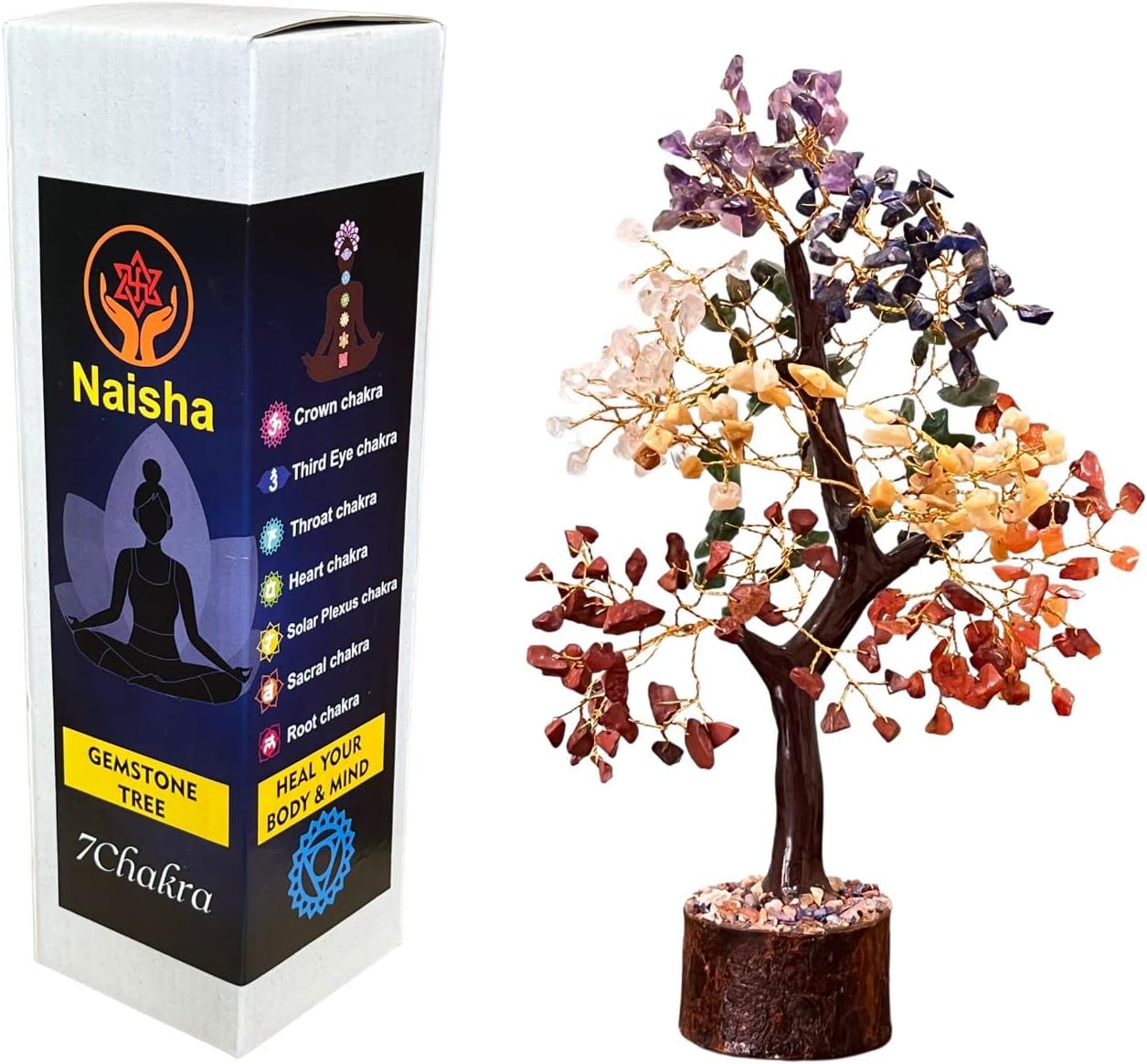 Amazon.com: YATSKIA Seven Chakra Tree of Life - Crystal Tree for ...