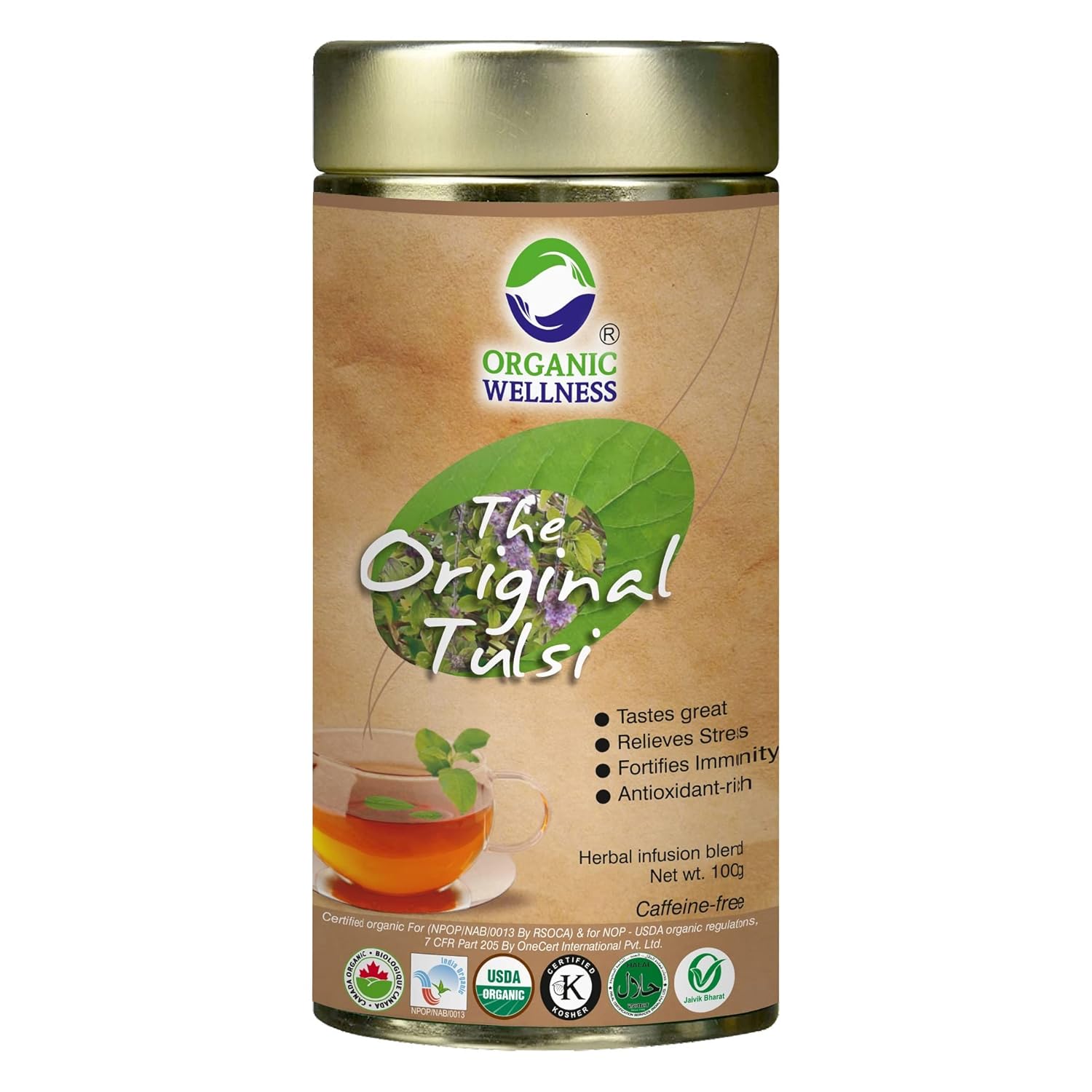Organic Wellness Original Tulsi Tea 100 Gram Tin II Herbal Tulsi Tea II ...