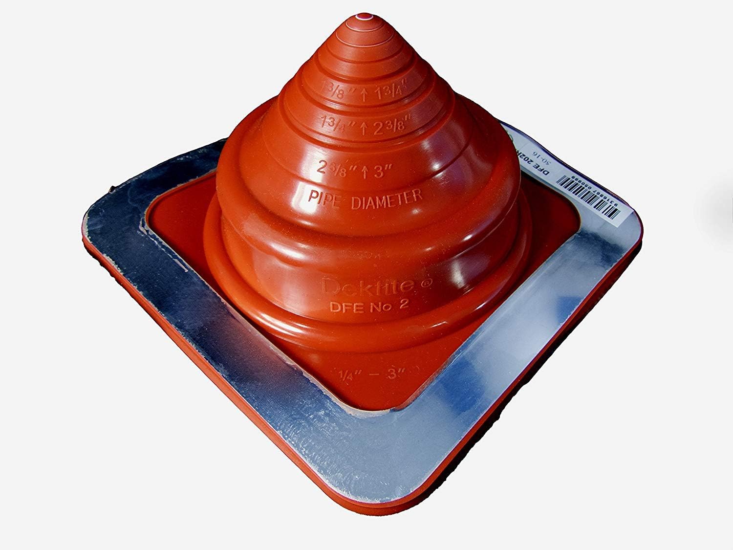 DEKTITE Square Base Pipe Flashing Boot: #2 (DFE202RE) RED High Temp ...