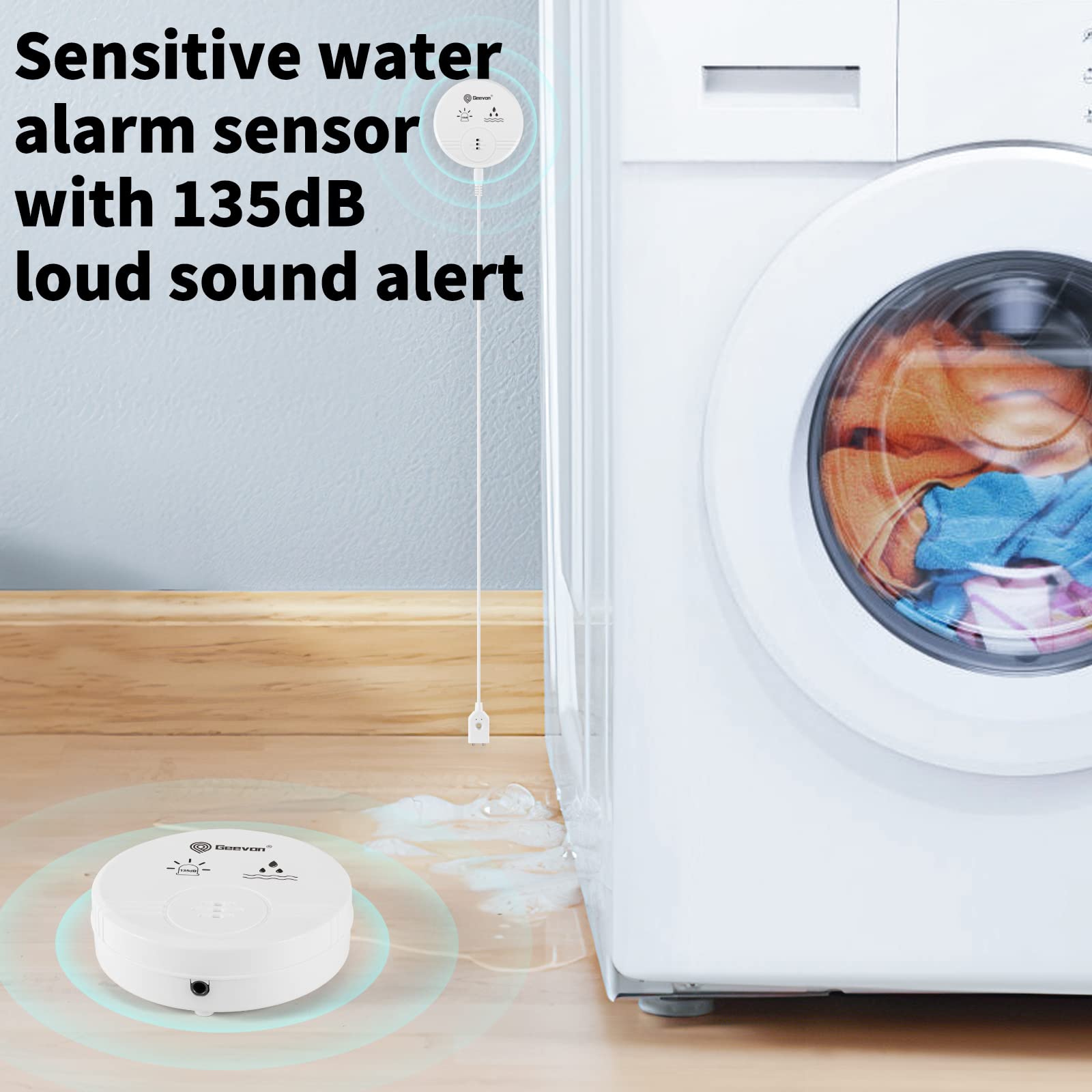 Snapklik.com : Geevon 2 Pack Water Leak Detector, 135dB Water Leak ...