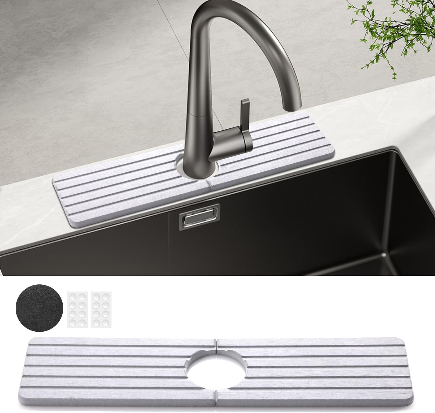 Amazon.com: GeeRic 16.8” Rectangle Sink Splash Guard Mat, Stone ...