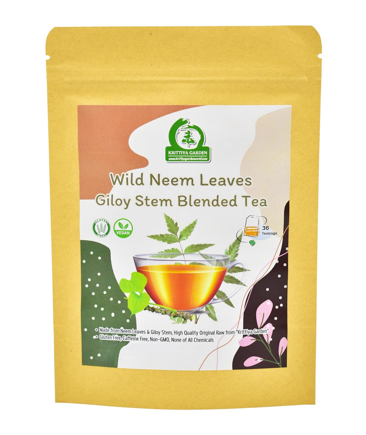 Amazon.com : Wild Neem Leaves Giloy Stem Blended Tea 36-Teabags (1.9oz ...