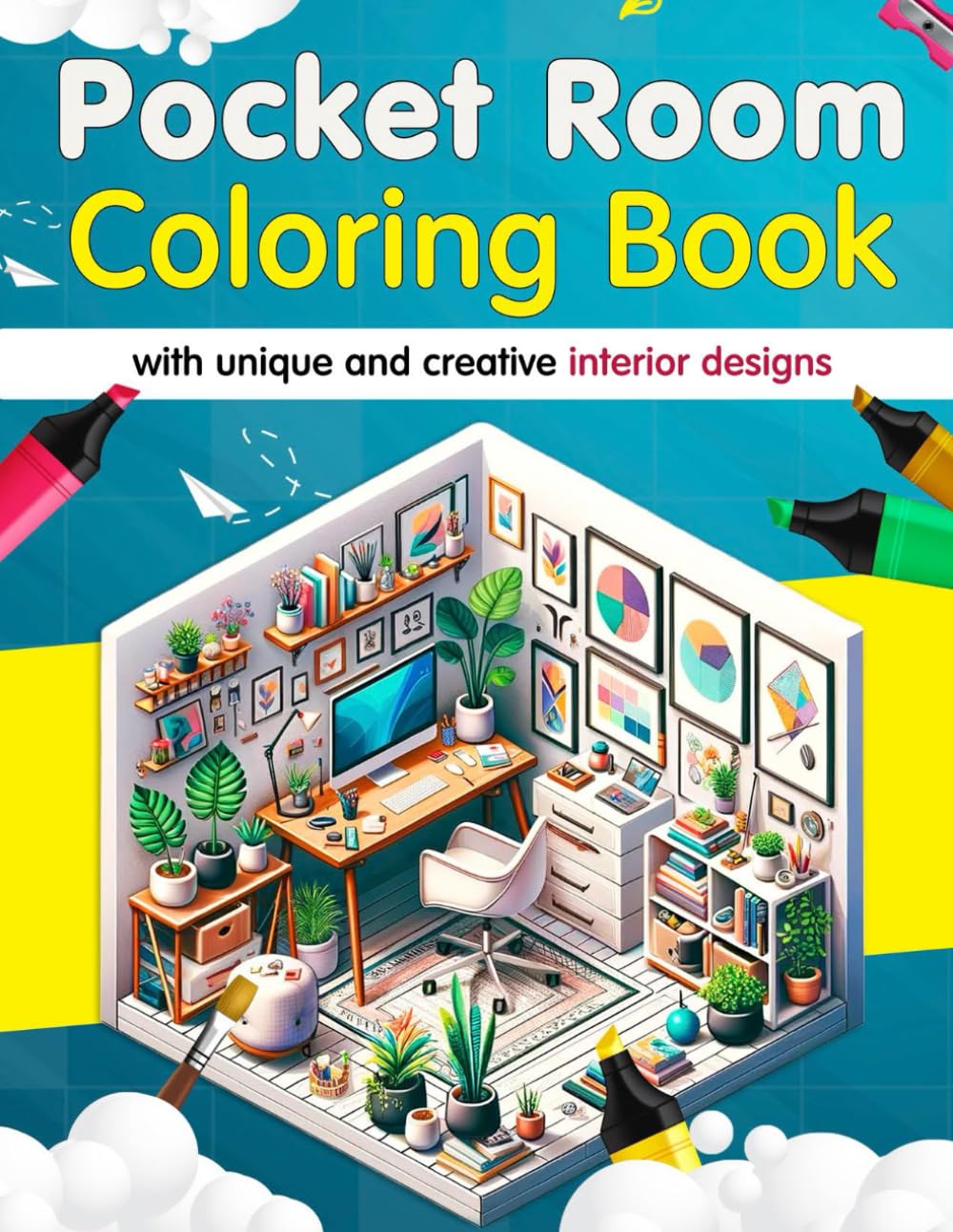 Pocket Room Coloring Book, Tiny interior designs: Enchanting Spaces - A ...
