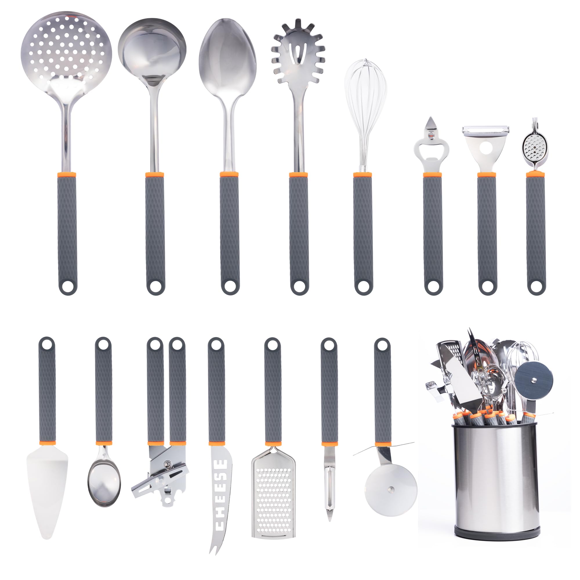 Amazon.com: 15 PCS Stainless Steel Kitchen Utensils Set with Slotted ...