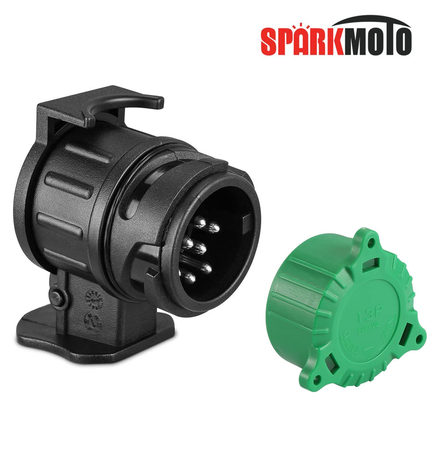 Buy SPARKMOTO 13 to 7 Pin Trailer Adapter Plug Socket Including Green ...