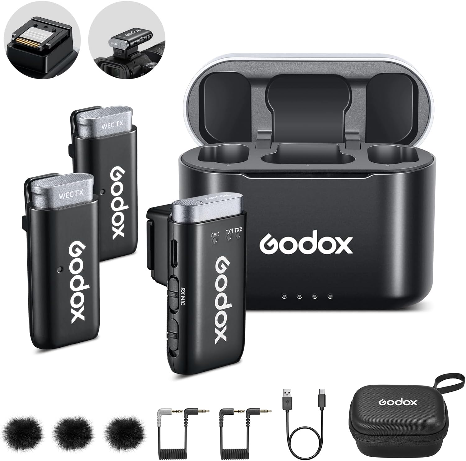 Amazon.com: GODOX WEC KIT2 Wireless Microphone for Sony, Cable-Free ...