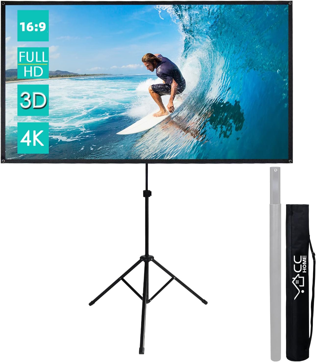 VISULAPEX 80"Schermo per Proiettore con Supporto, 16:9 Schermo per ...