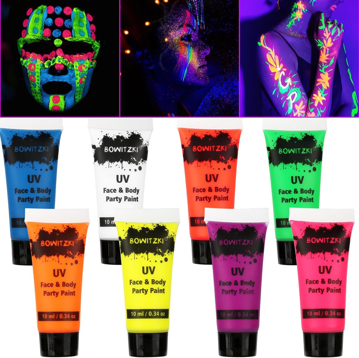 Amazon.com : Glow In The Dark Body Paint, 6 PCS Glow In The Dark Under ...