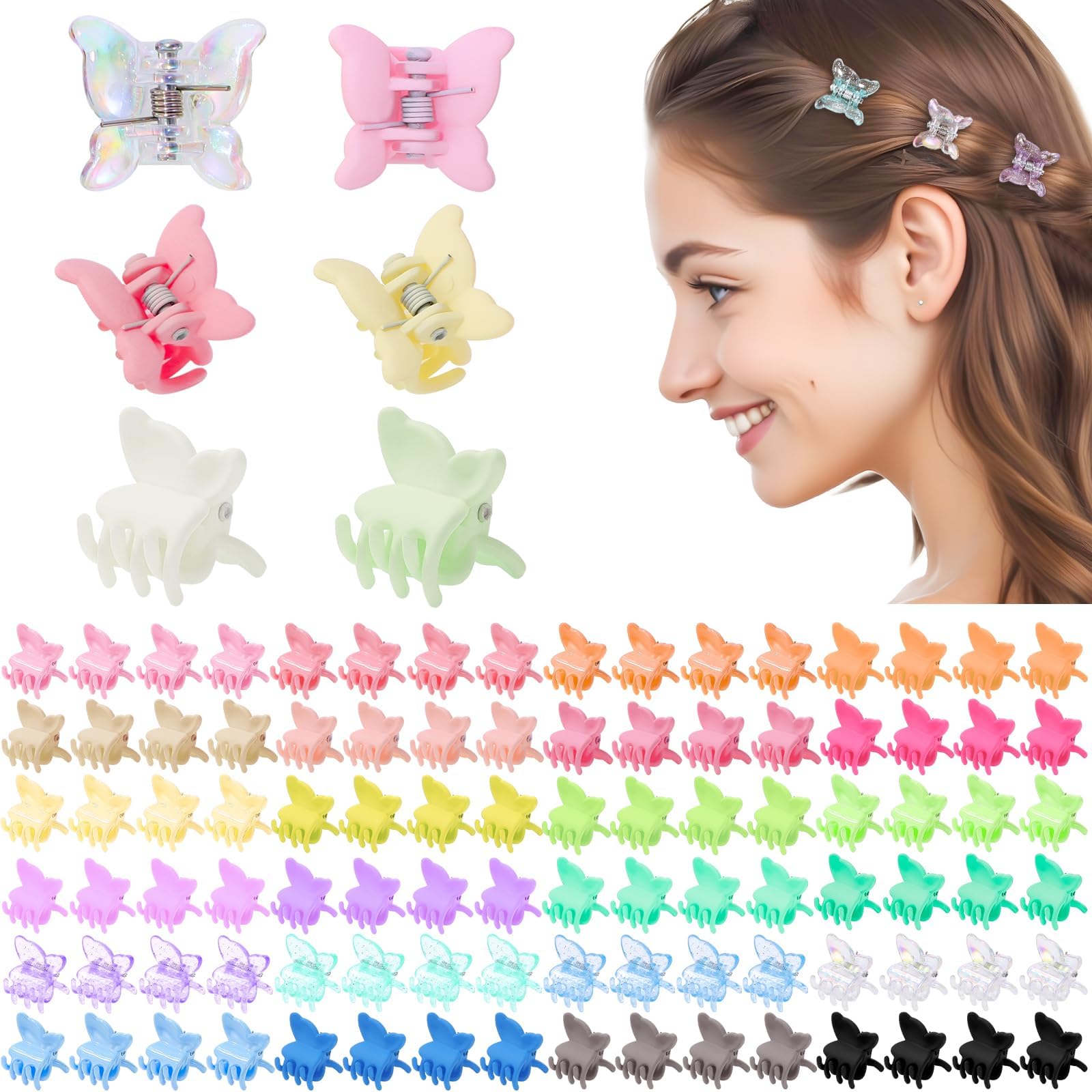 Amazon.com : LifeDawn Assorted Colors Pastel Butterfly Hair Clips and ...