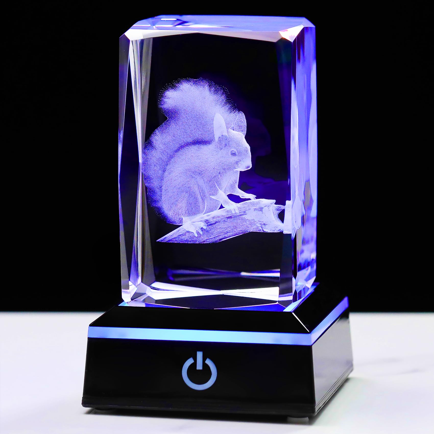 Amazon.com: YWHL 3D Crystal Squirrel Figurine with Colorful Light Base ...