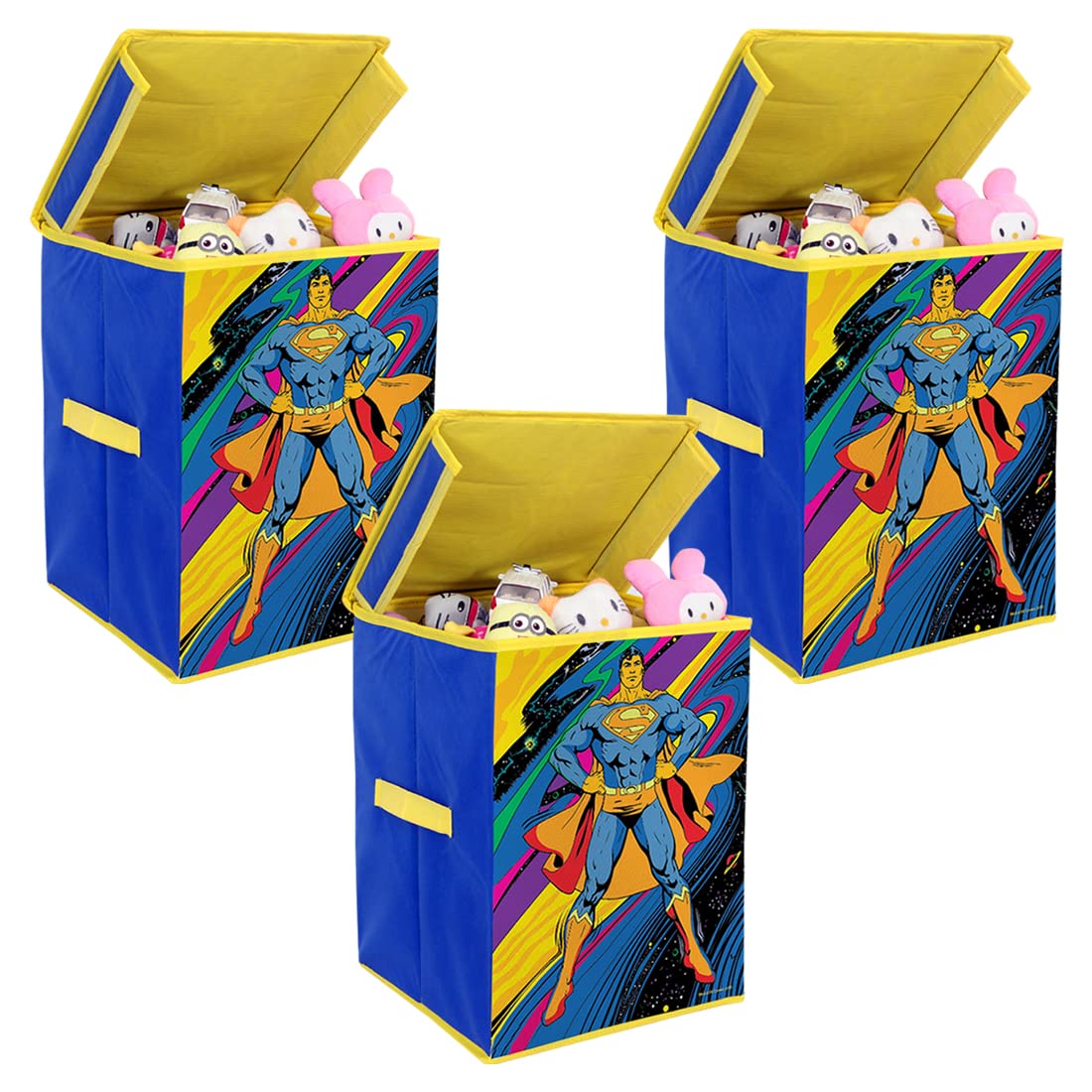 SuperMan Toys Organizer (Set of 3 pcs), Storage Box for Kids, with top ...