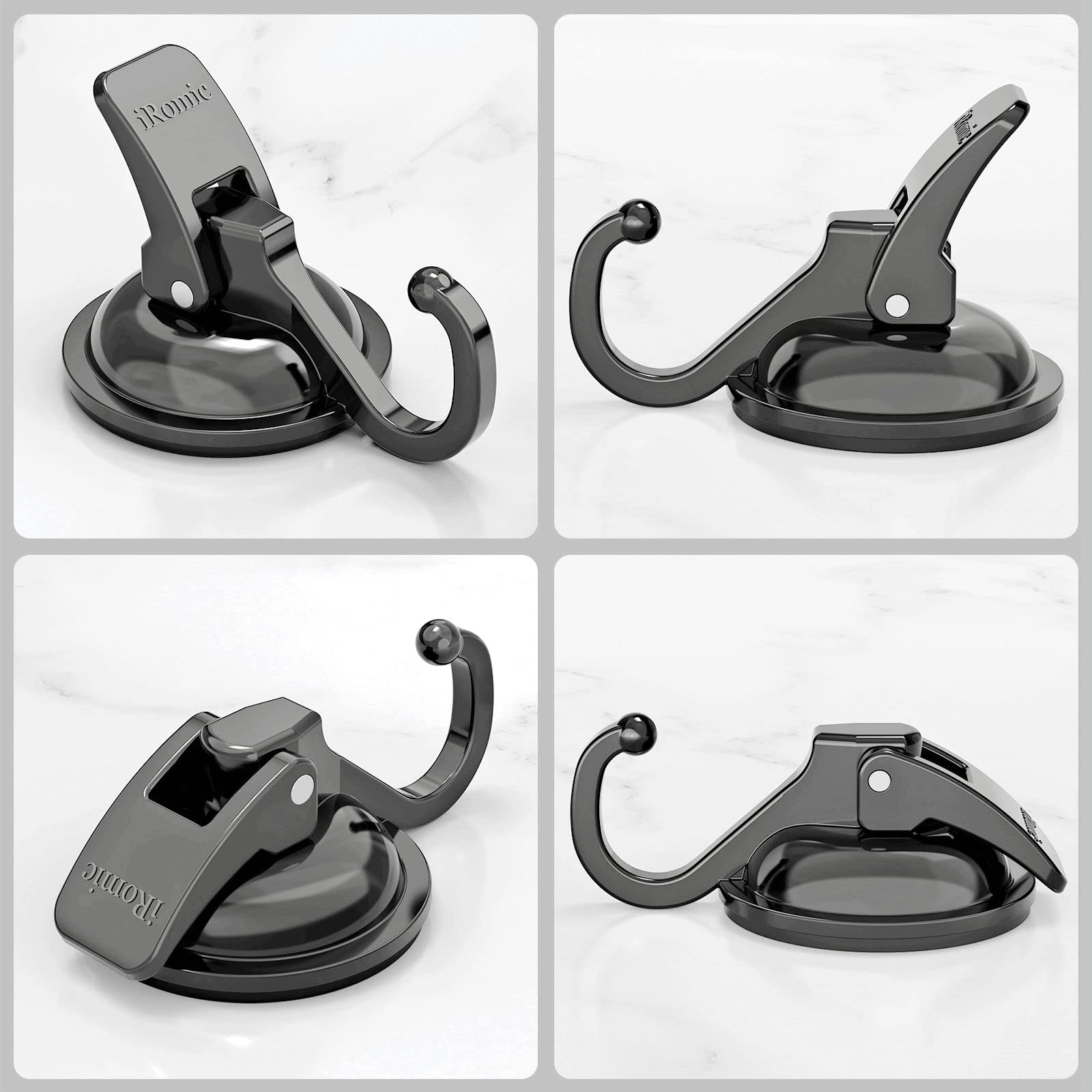 Amazon.com: iRomic Heavy Duty Vacuum Suction Cup Hooks (4Pack),Gun ...