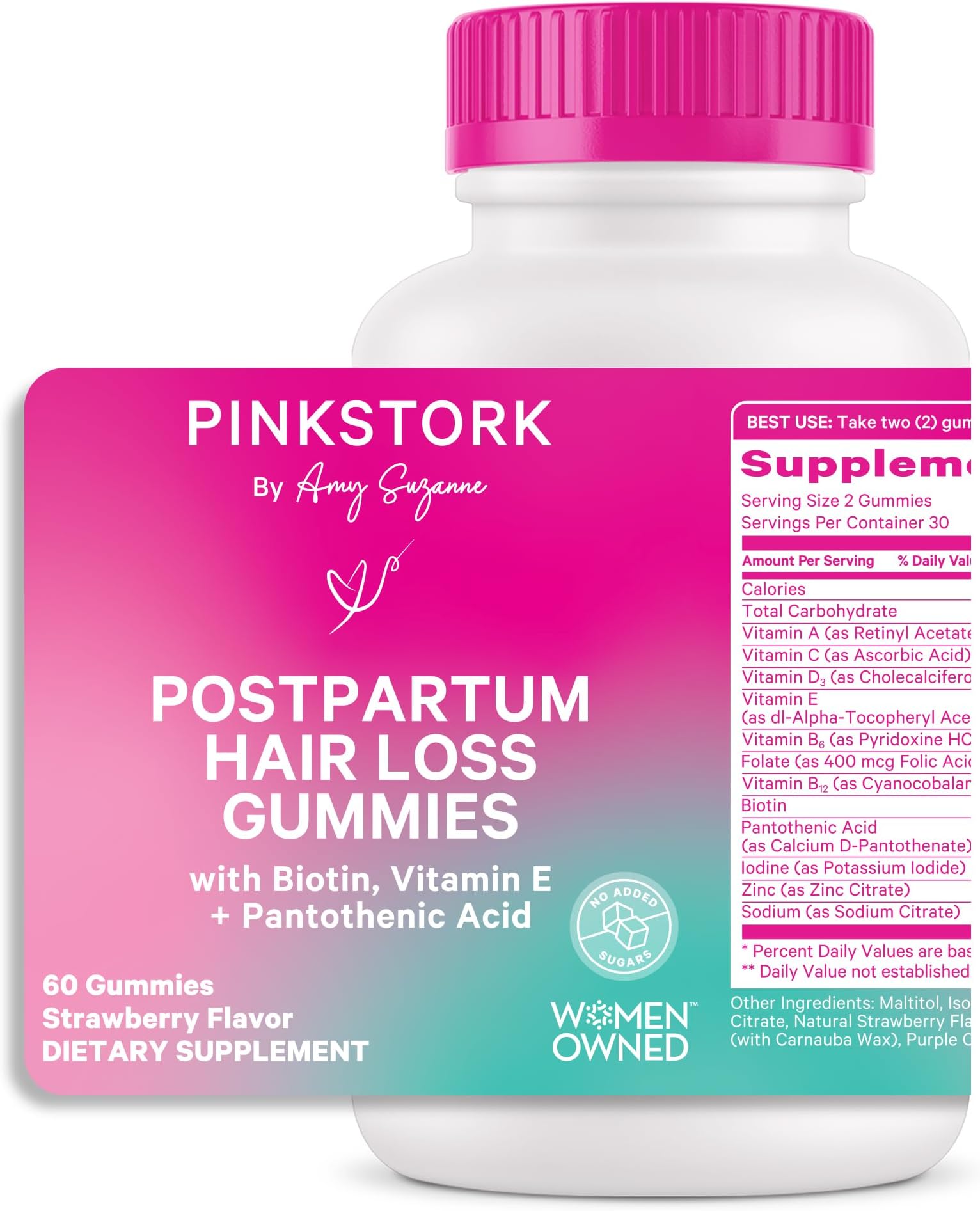 Amazon.com: Pink Stork Postpartum Hair Loss Gummies - Biotin with ...